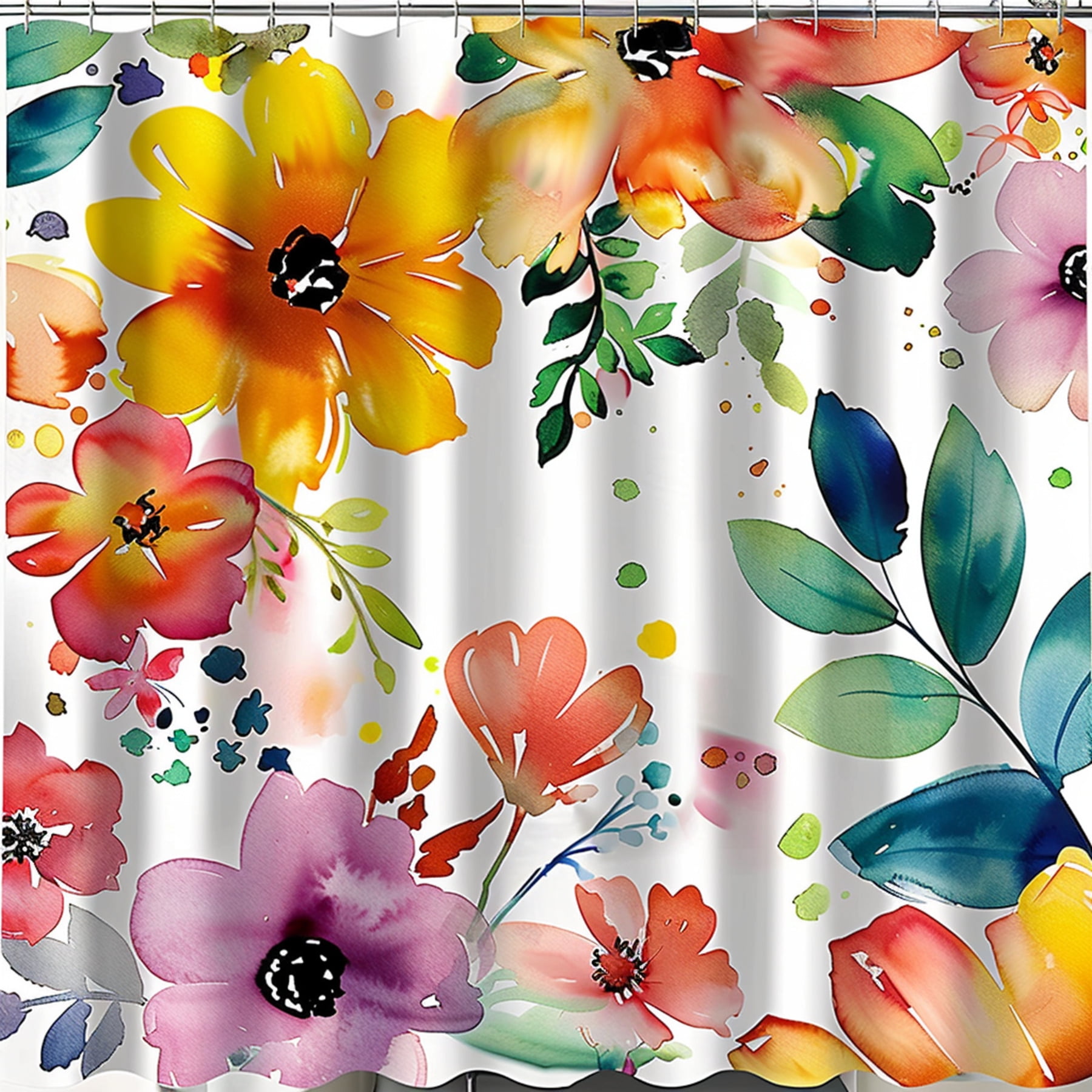 Vibrant Watercolor Flowers Shower Curtain Brighten Up Your Bathroom