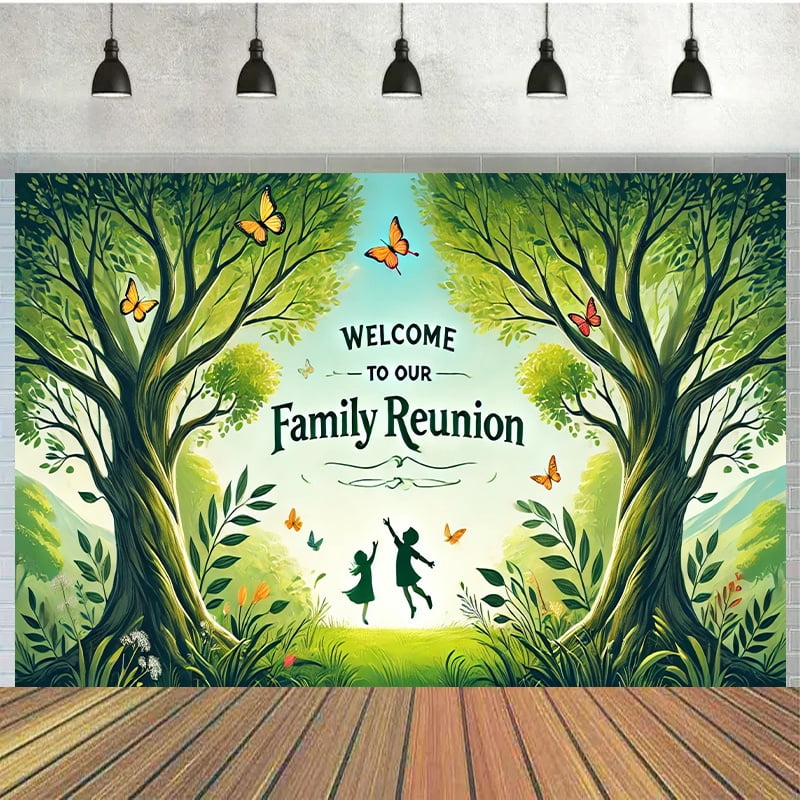 Vibrant "Welcome to Our Family Reunion" Polyester Backdrop - Lush ...