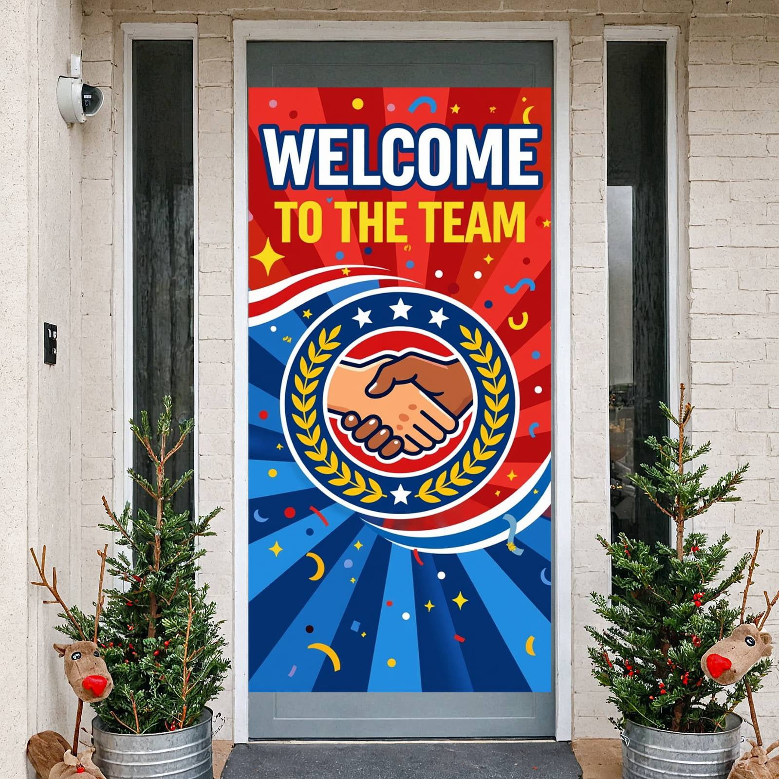 Vibrant Welcome Team Banner Handshake Graphic Onboarding Backdrop ...