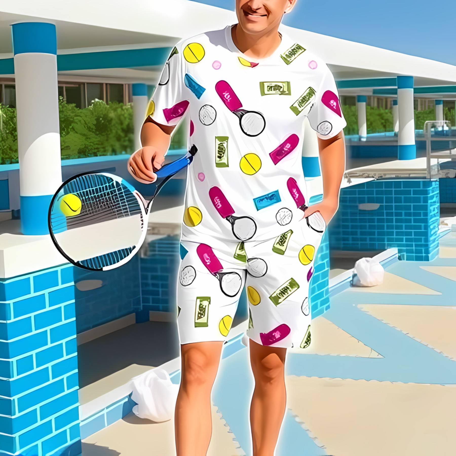 Vibrant White Tennis Outfit Set - Short - Sleeved Shirt & Shorts with ...