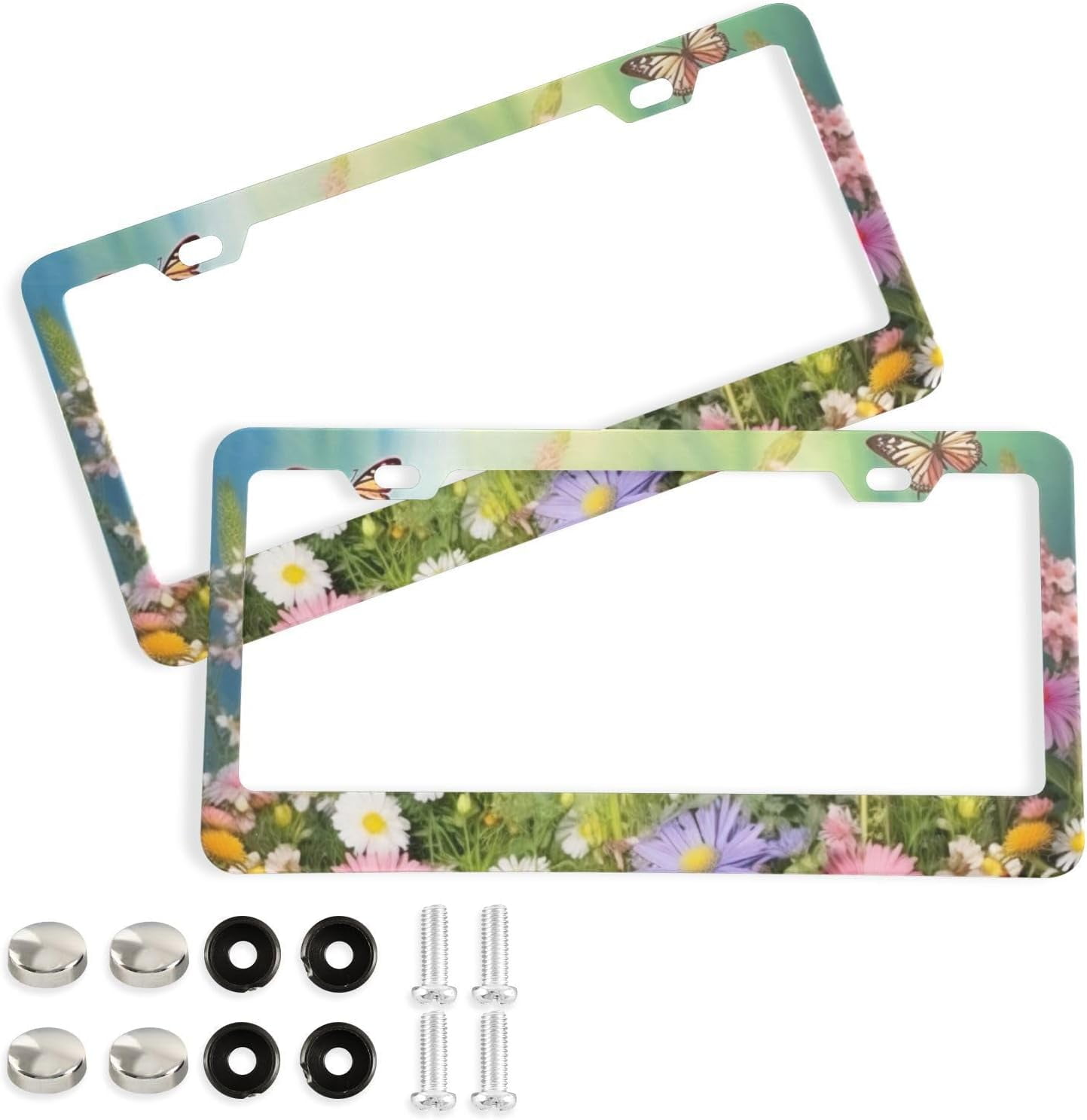 Vibrant Wild Flowers License Plate Frames - Universal Aluminum License ...