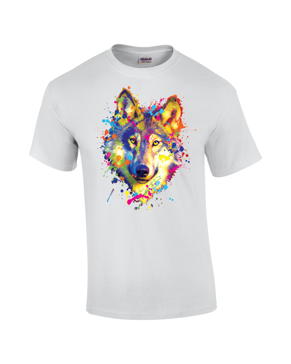 Vibrant Wild Neon Wolf Splatter Predator Alpha Symbolism Short Sleeve ...