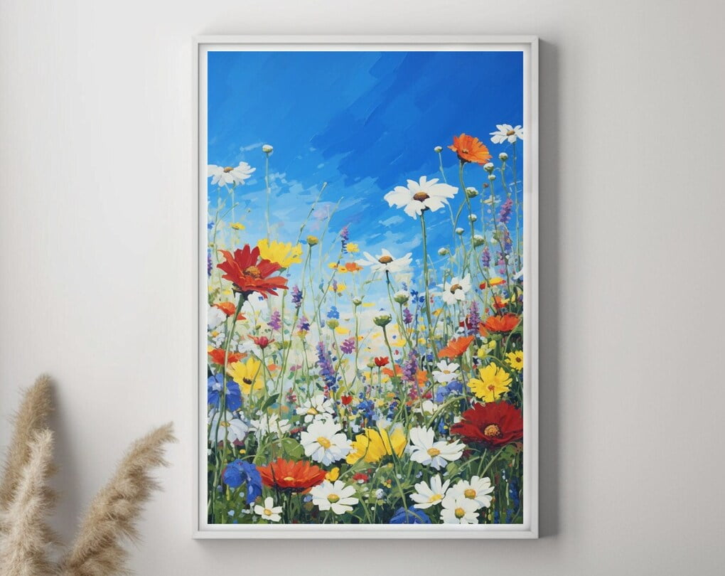 Vibrant Wildflower Giclée Print, Original Gouache Spring Garden Floral Art, Colorful Botanical ...
