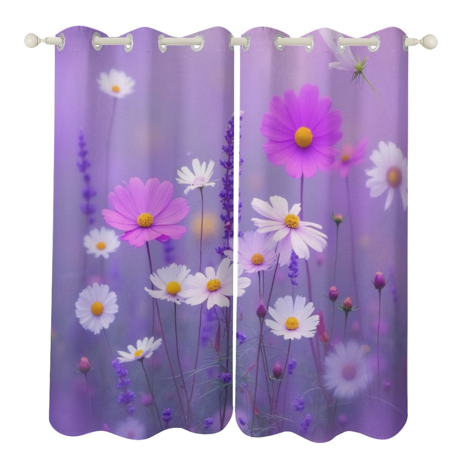 Vibrant Wildflowers in Soft Focus Blackout Window Curtains for Bedroom ...