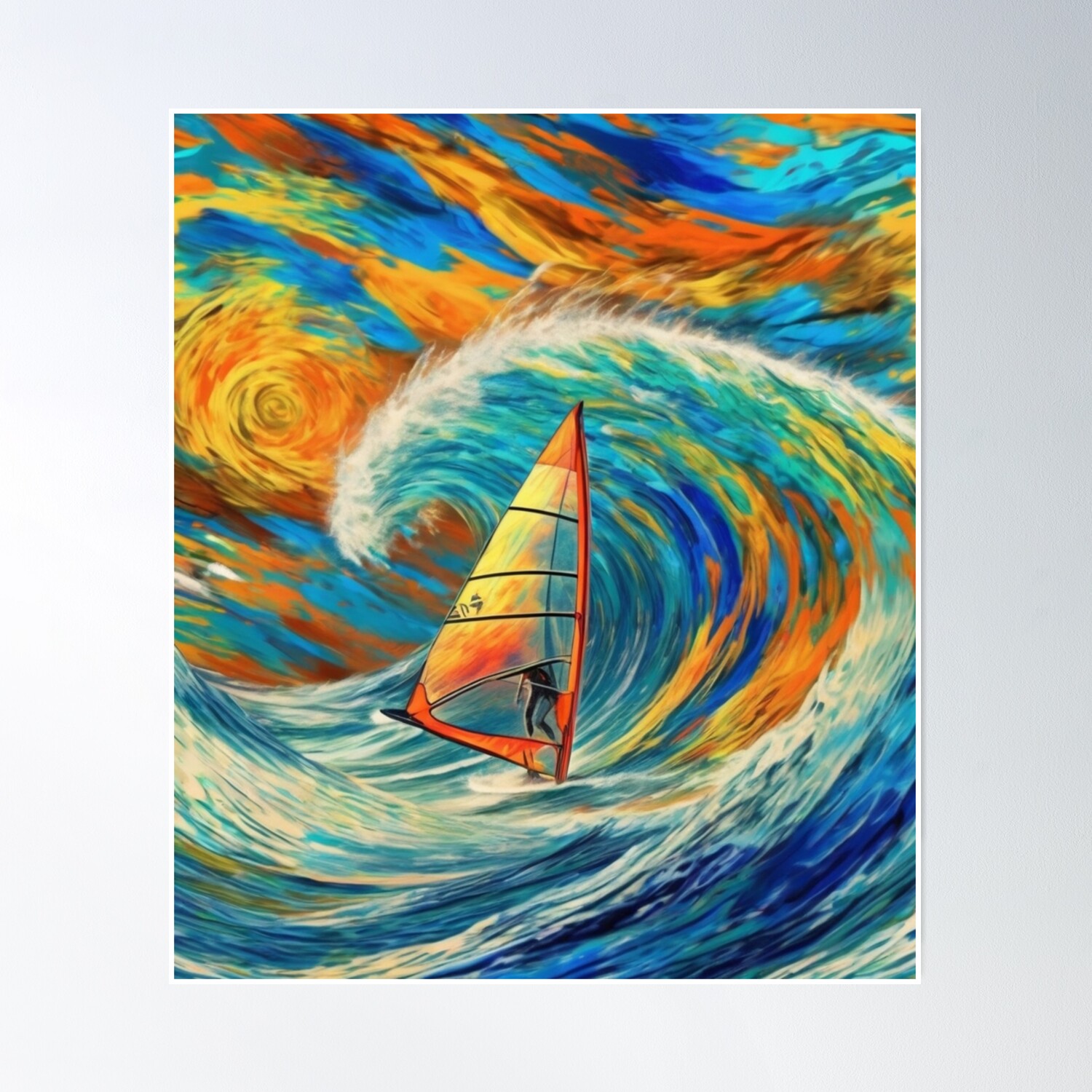 Vibrant Windsurfing: A Brushstroke Of Energy Poster Wall Art, Modern ...