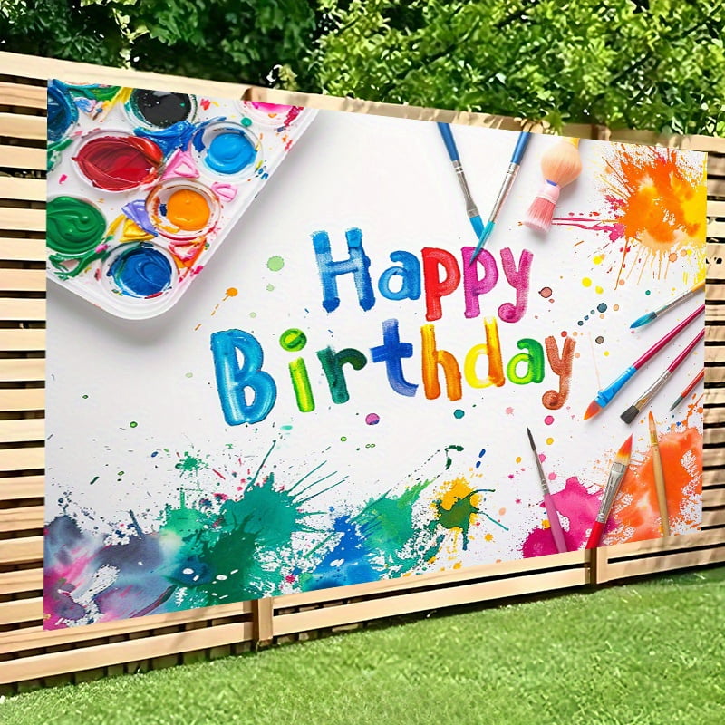 Vibrant Youngsters' Birthday Party Banner - Colorful Polyester Backdrop ...