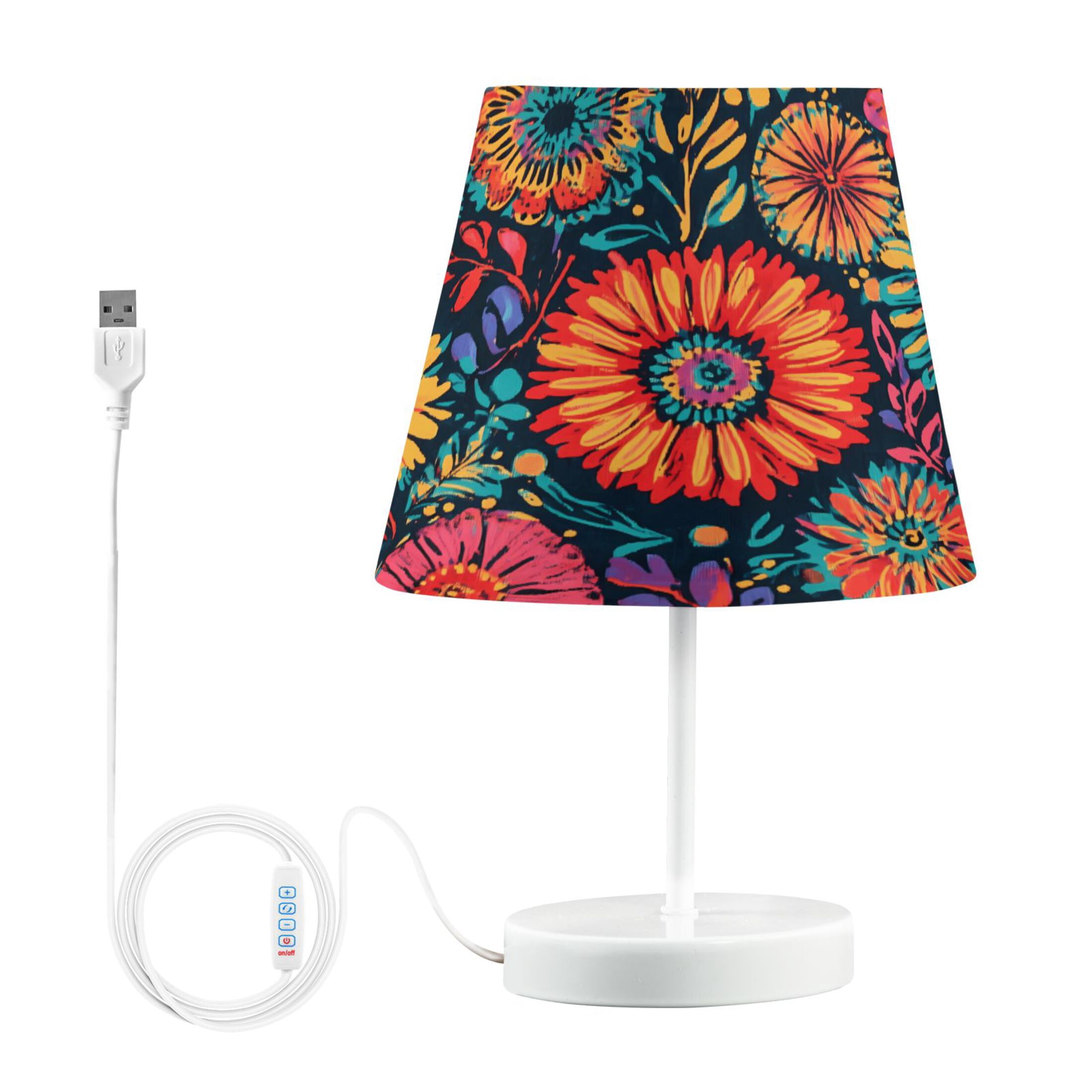 Vibrant and Colorful Flowers Desk Lamp LED Table Nightstand Lamps with ...
