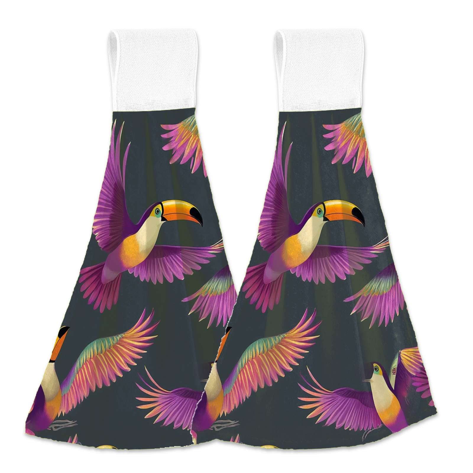 Vibrant toucans colorful wings dark background Hanging Kitchen Hand ...
