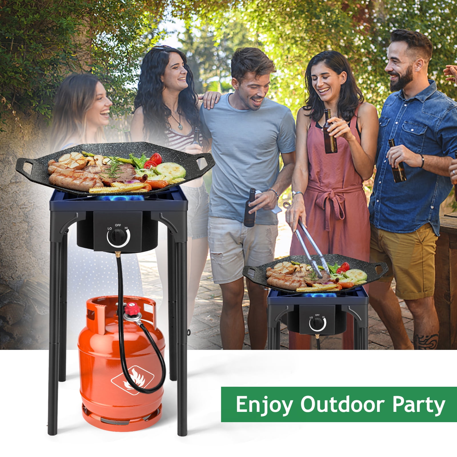 VibrantEcho 1 Burner Propane Gas Stove for Outdoor Cooking, 225,000 BTU Camping Cooker with ...