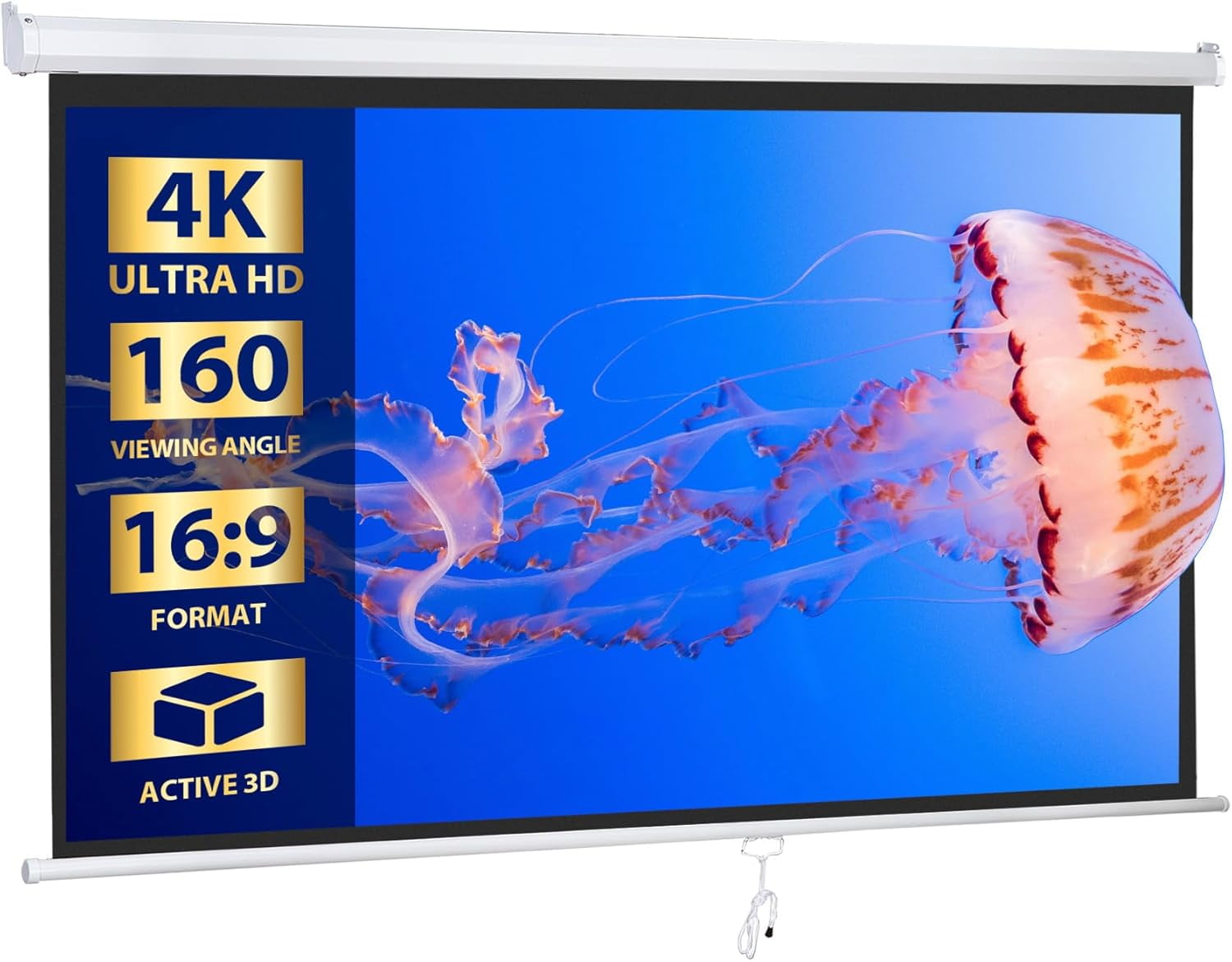 VibrantEcho 100'' 16:9 HD Projection Screen Foldable Anti-Crease ...