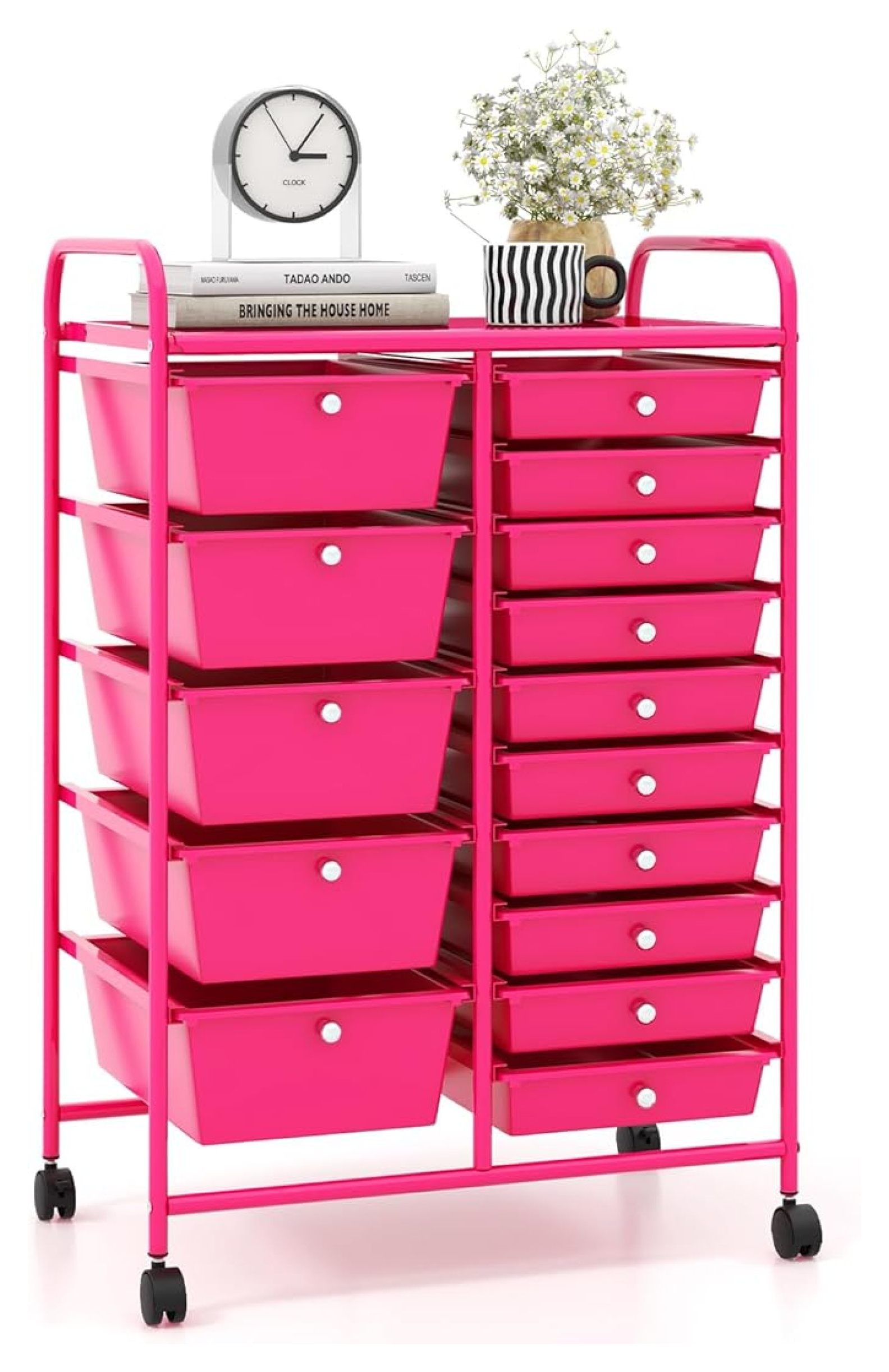 VibrantEcho 15 Drawers Rolling Cart, Classroom Organizers, Storage Cart ...