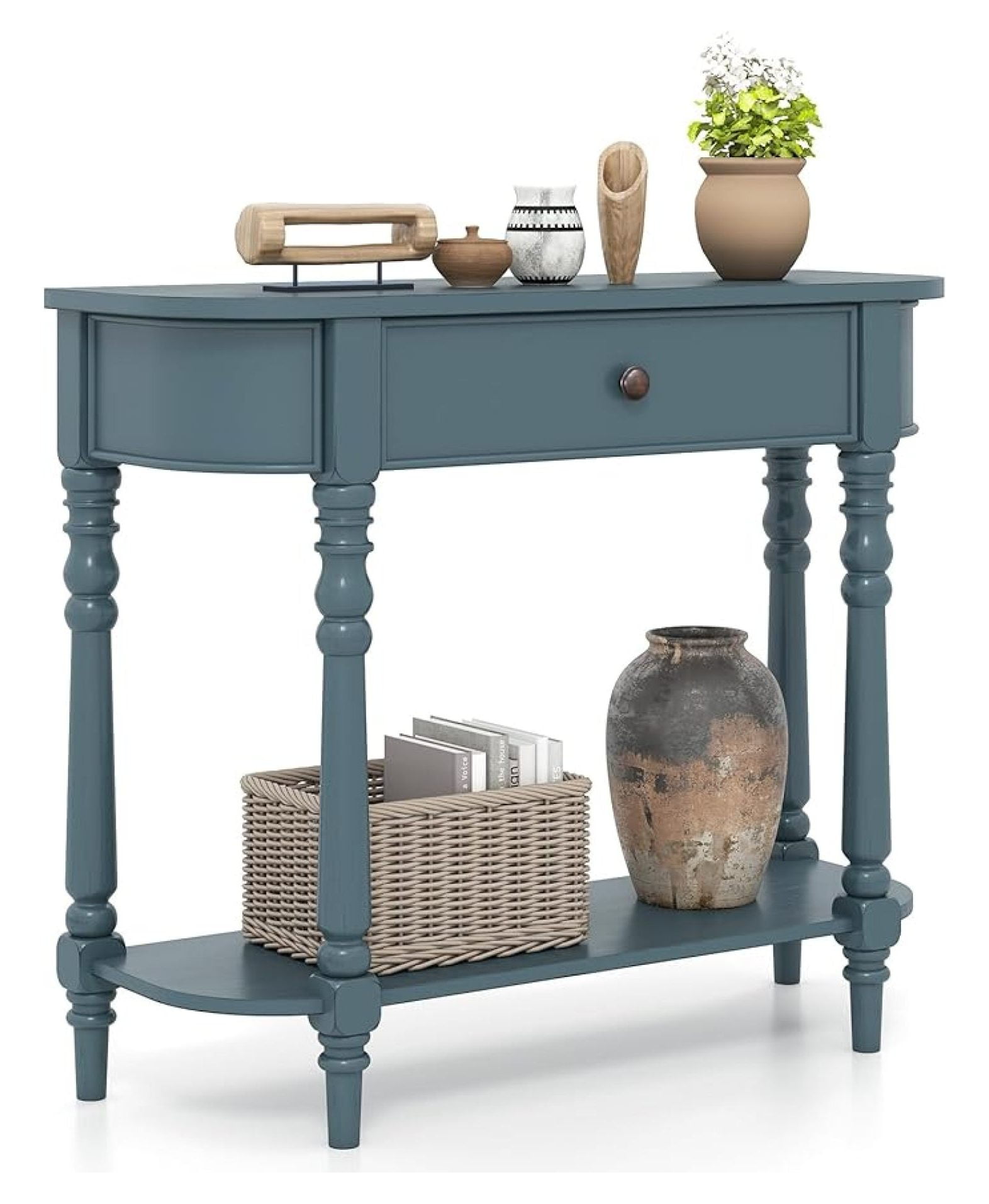 VibrantEcho 2-Tier Console Table, 36" Retro Entryway Table with Storage ...