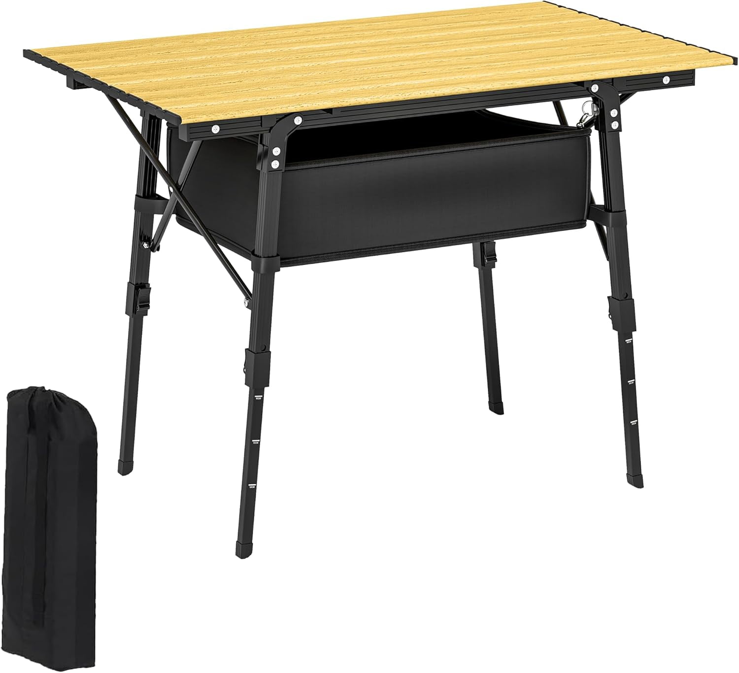 VibrantEcho 3ft Portable Camping Table with Storage Bag, Adjustable ...