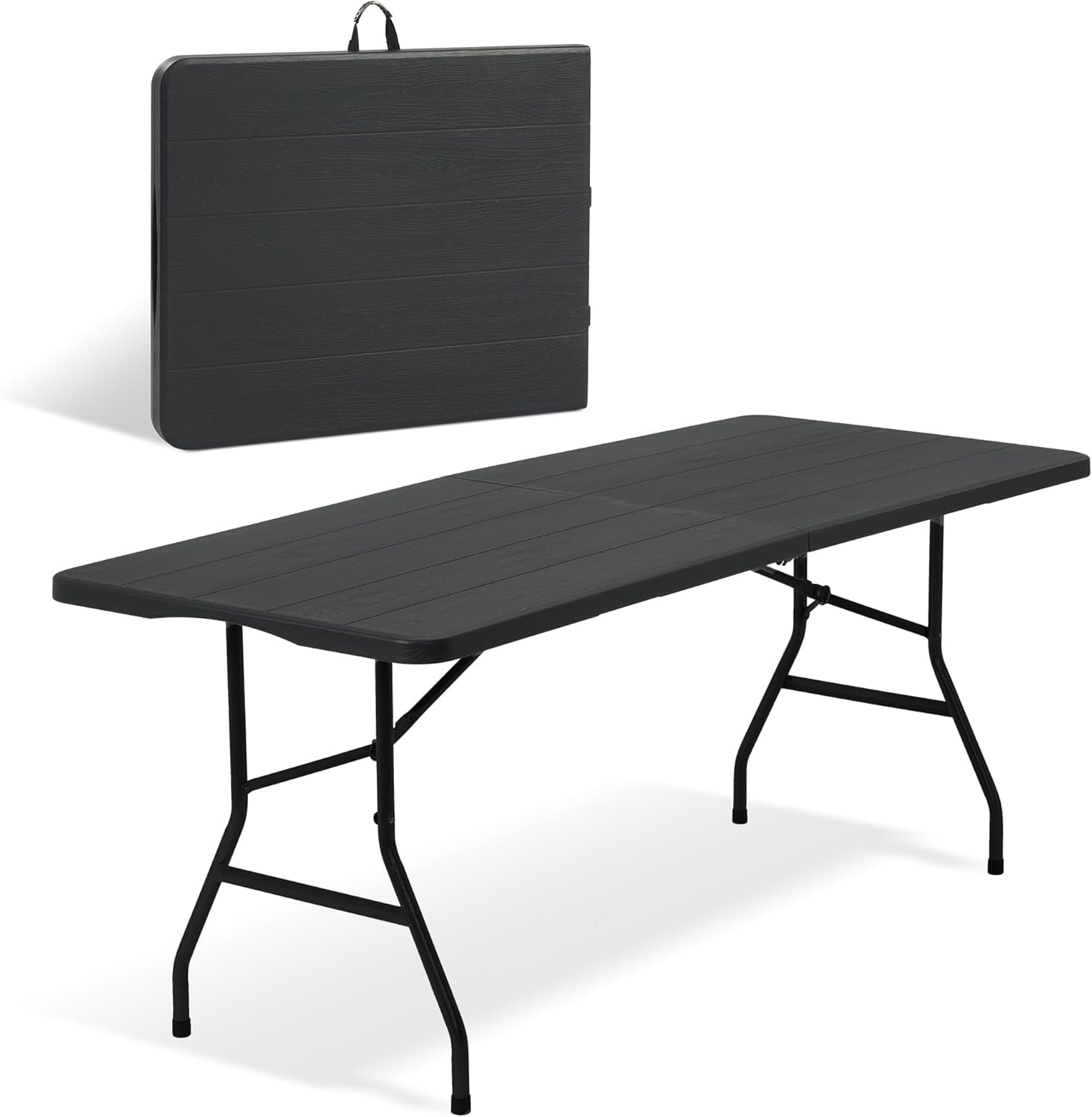 VibrantEcho 6 Ft Folding Table with Heavy Duty Portable, Plastic ...