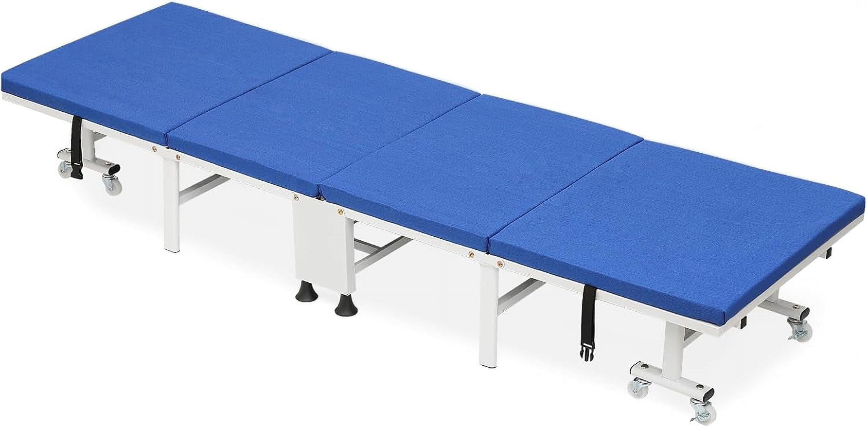 VibrantEcho 74" Folding Cot for Adults with Mattress, 8 Wheels (4 ...
