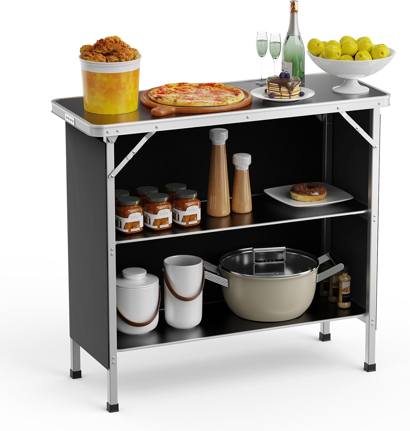 VibrantEcho Camping Table, Aluminum Portable Bar Table 39''L x 34''H, 2 ...