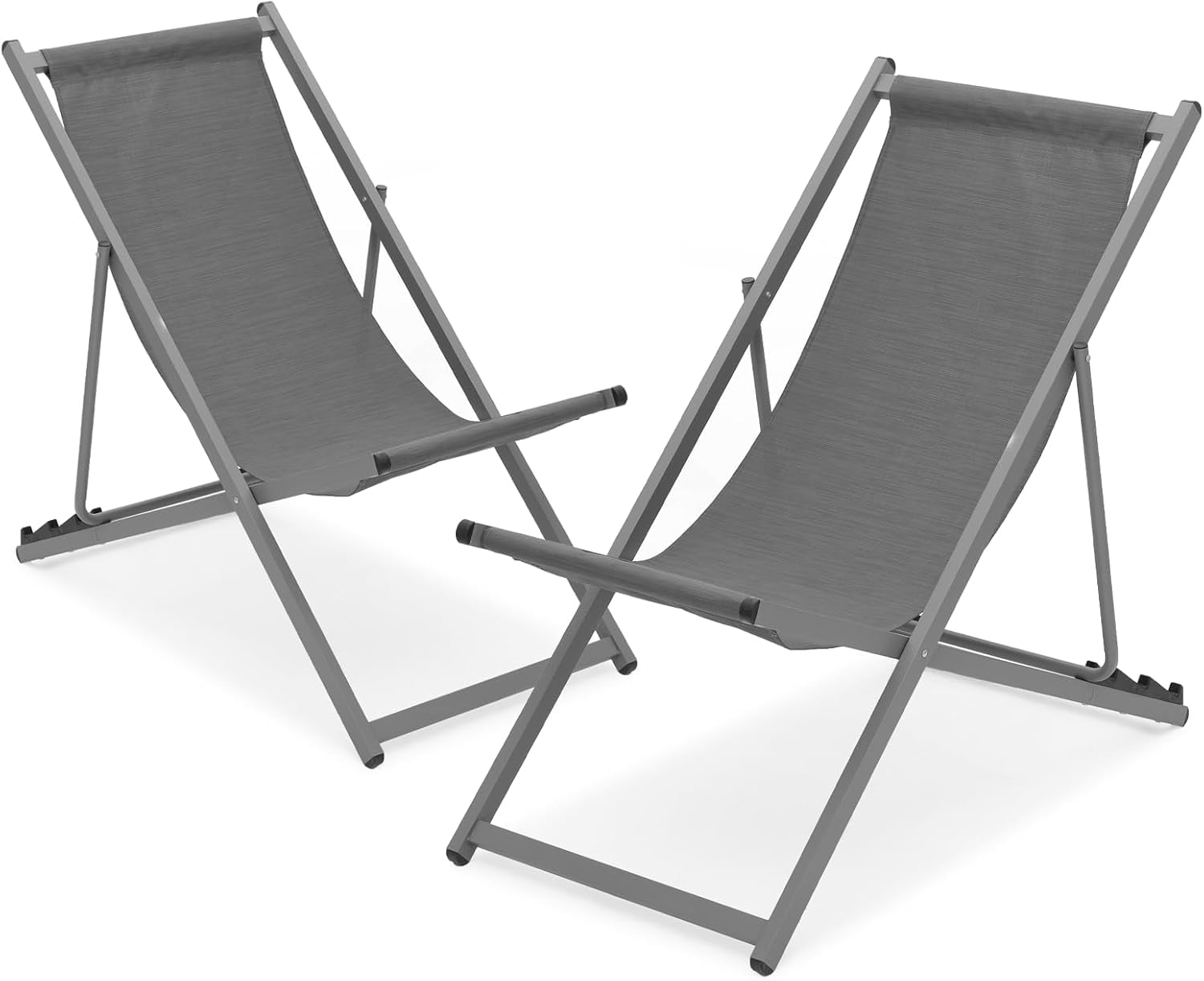 VibrantEcho Folding Beach Sling Chairs Set of 2, 4 Level Adjustable ...