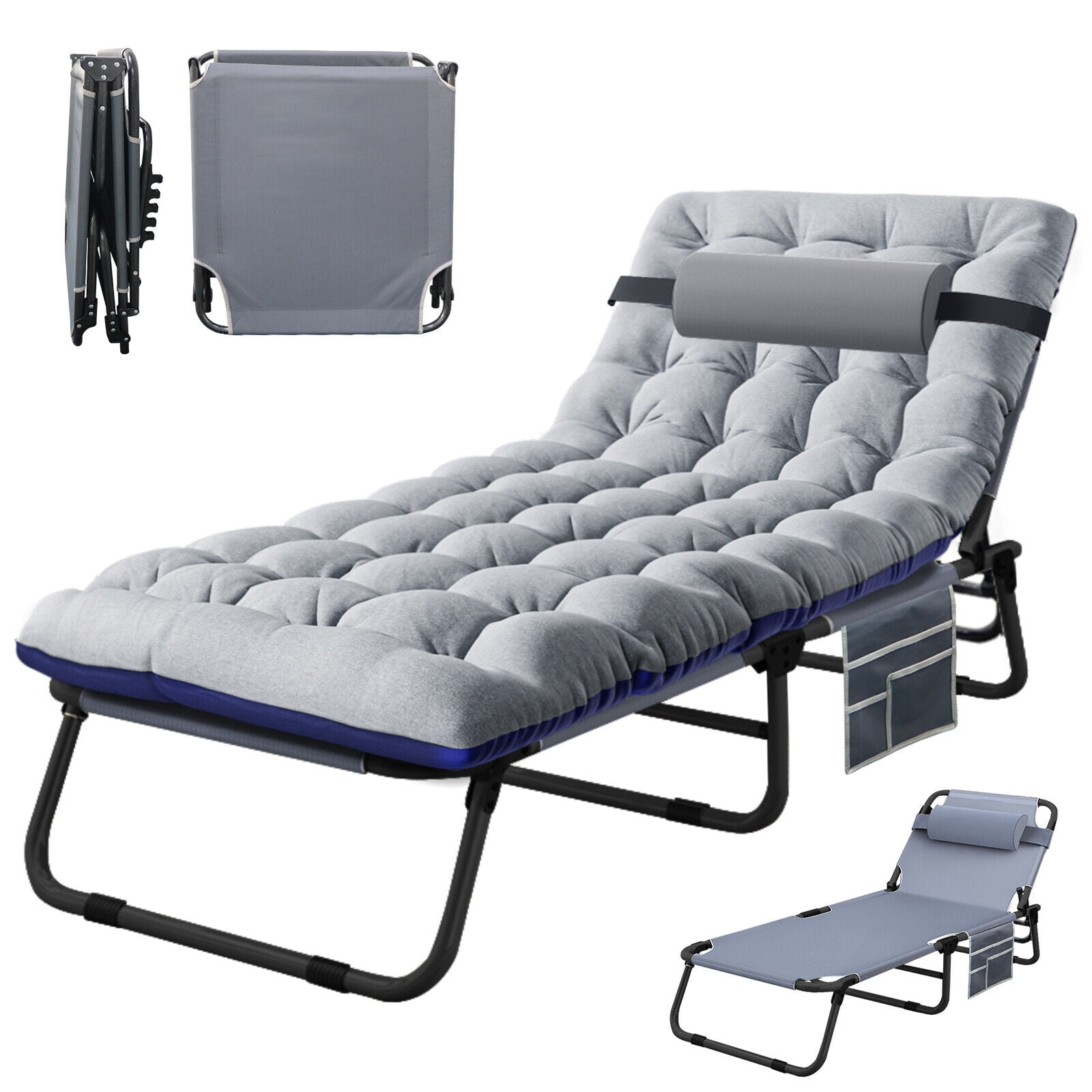 VibrantEcho Folding Camping Cot W/Mat for Adults, Adjustable Heavy Duty ...
