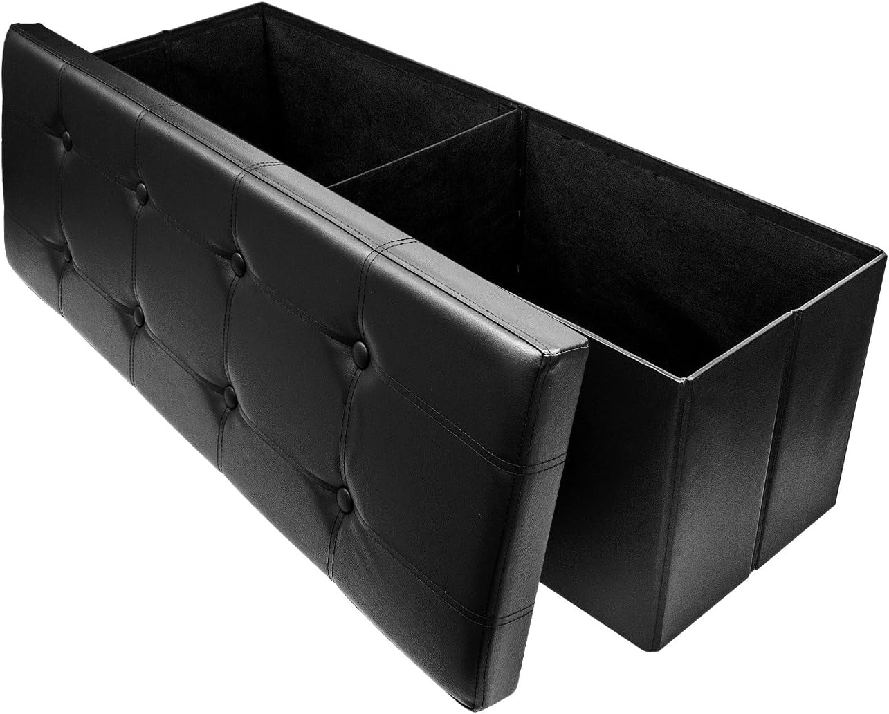 VibrantEcho Folding Storage Ottoman Bench Chest – Leather Ottoman with ...