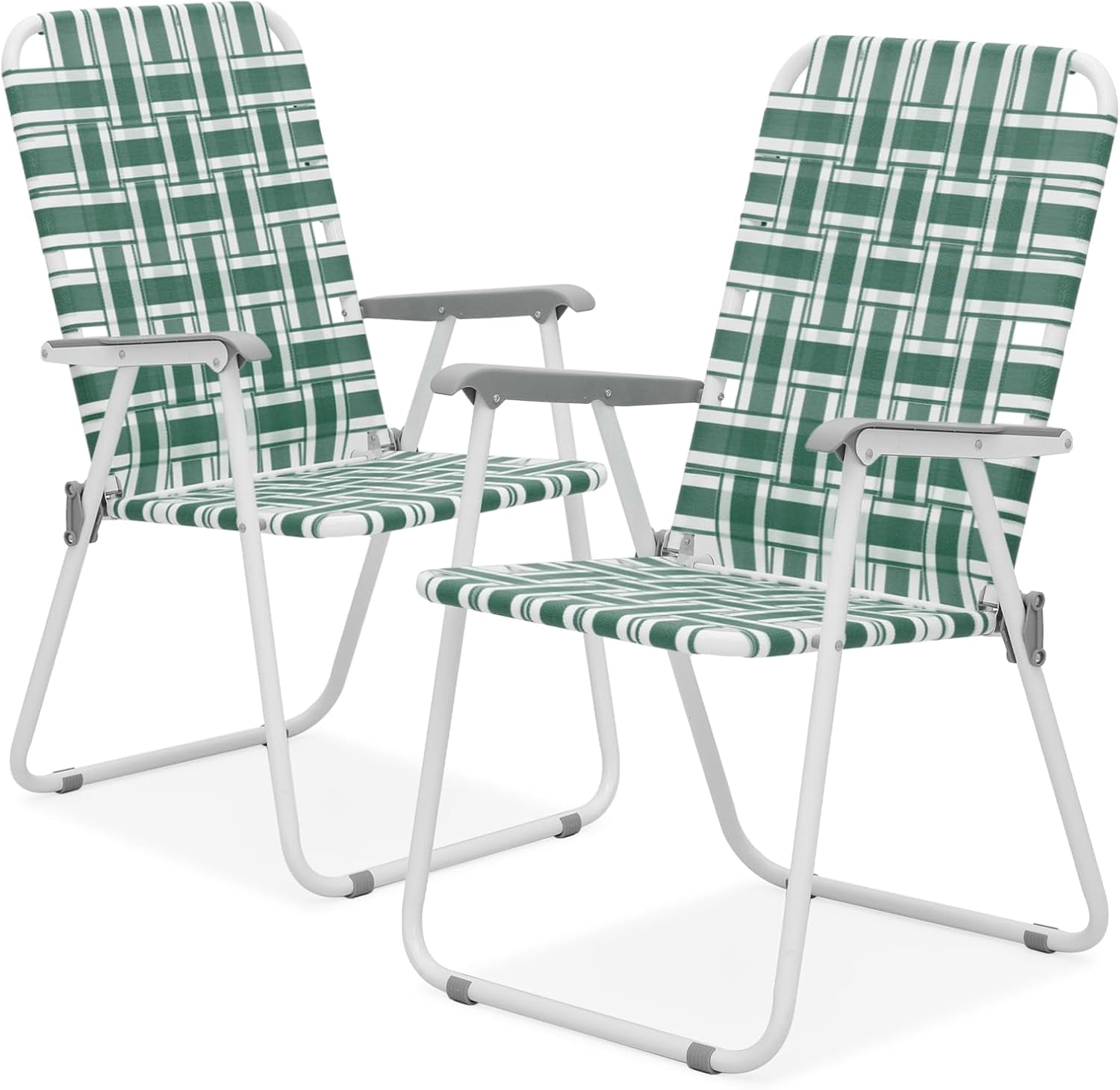 VibrantEcho Folding Webbed Lawn Beach Chair for Adults, Lightweight ...
