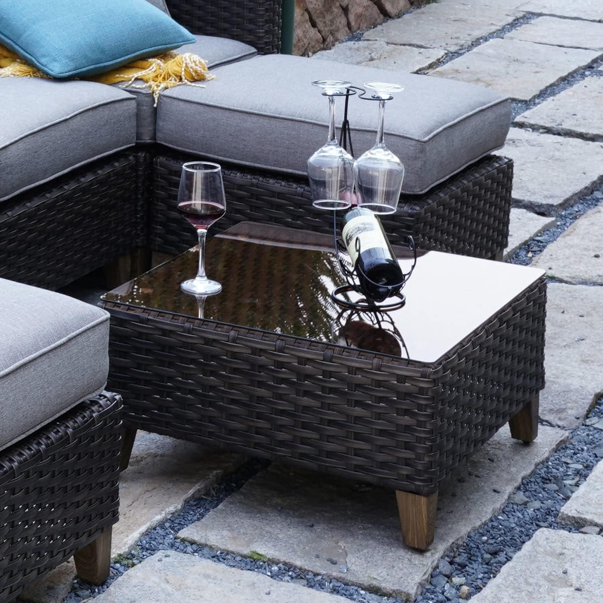 VibrantEcho Outdoor Coffee Table Wicker Patio Side Table Wicker Patio ...