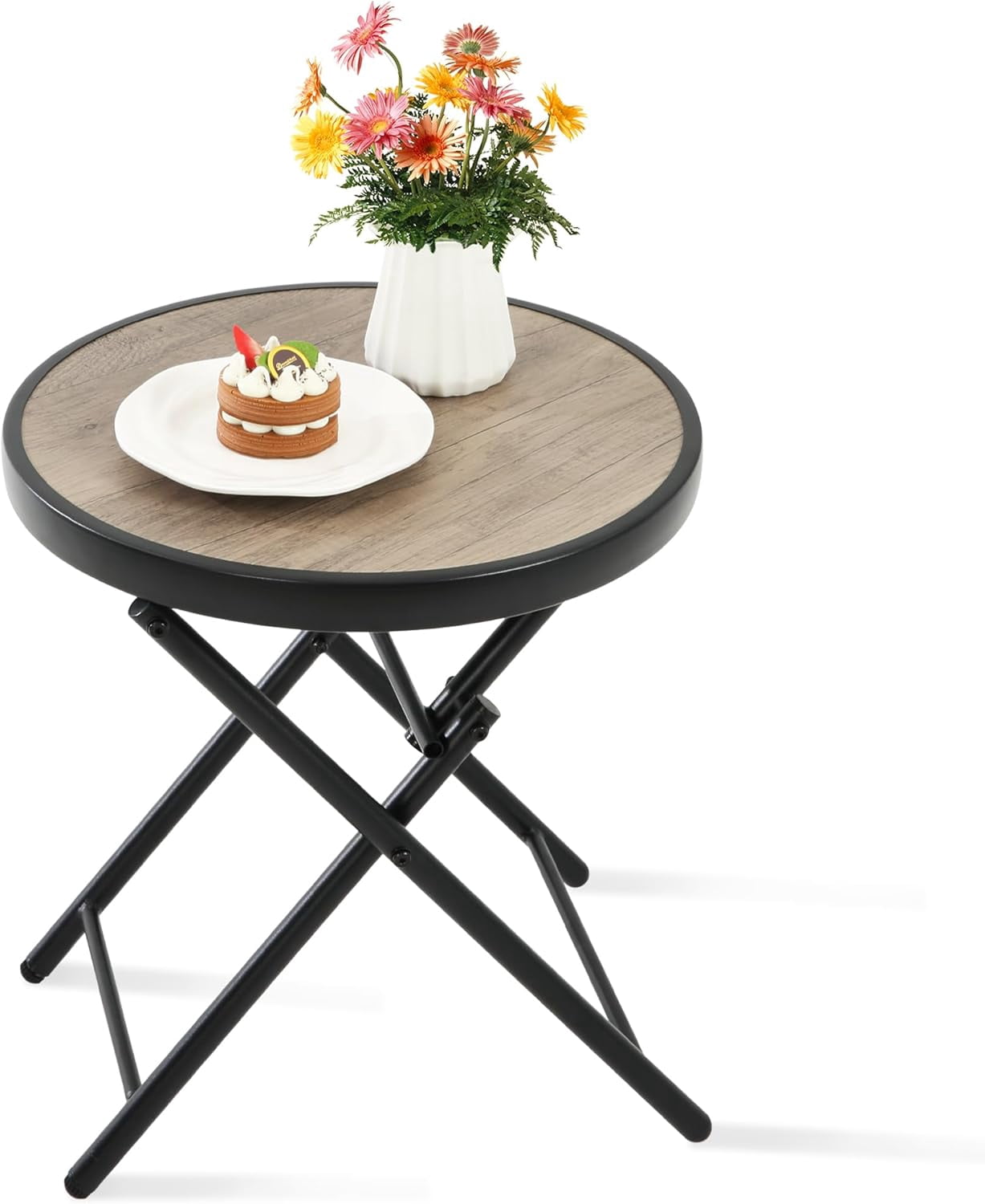 VibrantEcho Outdoor Side Tables - Folding Patio End Table with Tempered ...