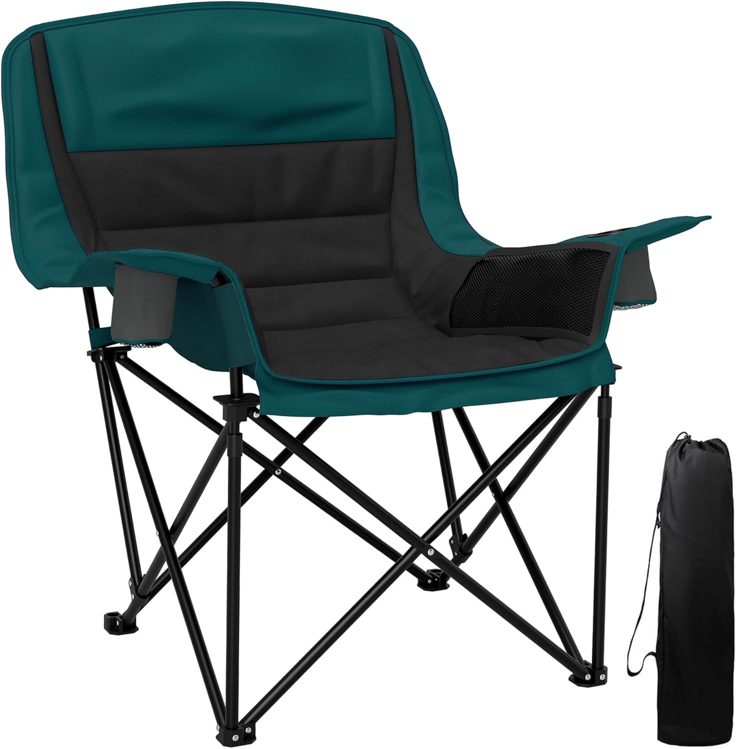 VibrantEcho Padded Camping Chair for Adults, Portable Folding Camping ...