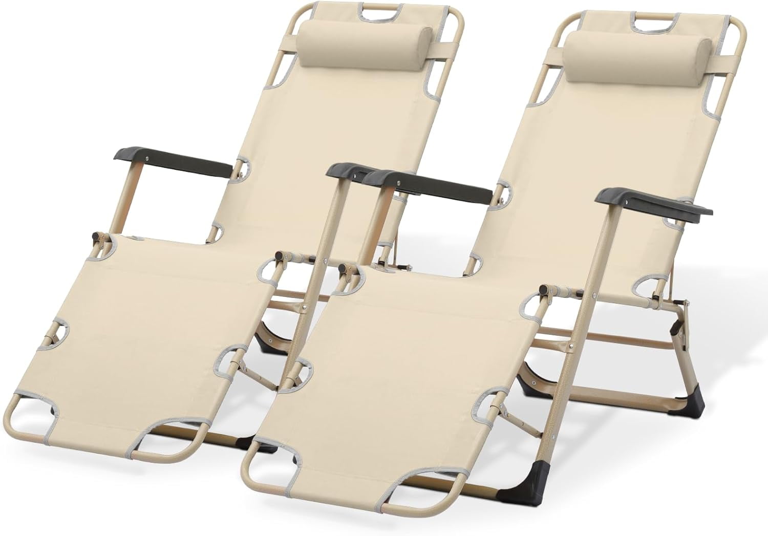 VibrantEcho Patio Outdoor Lounge Chairs 2 Pack Reclining Folding ...