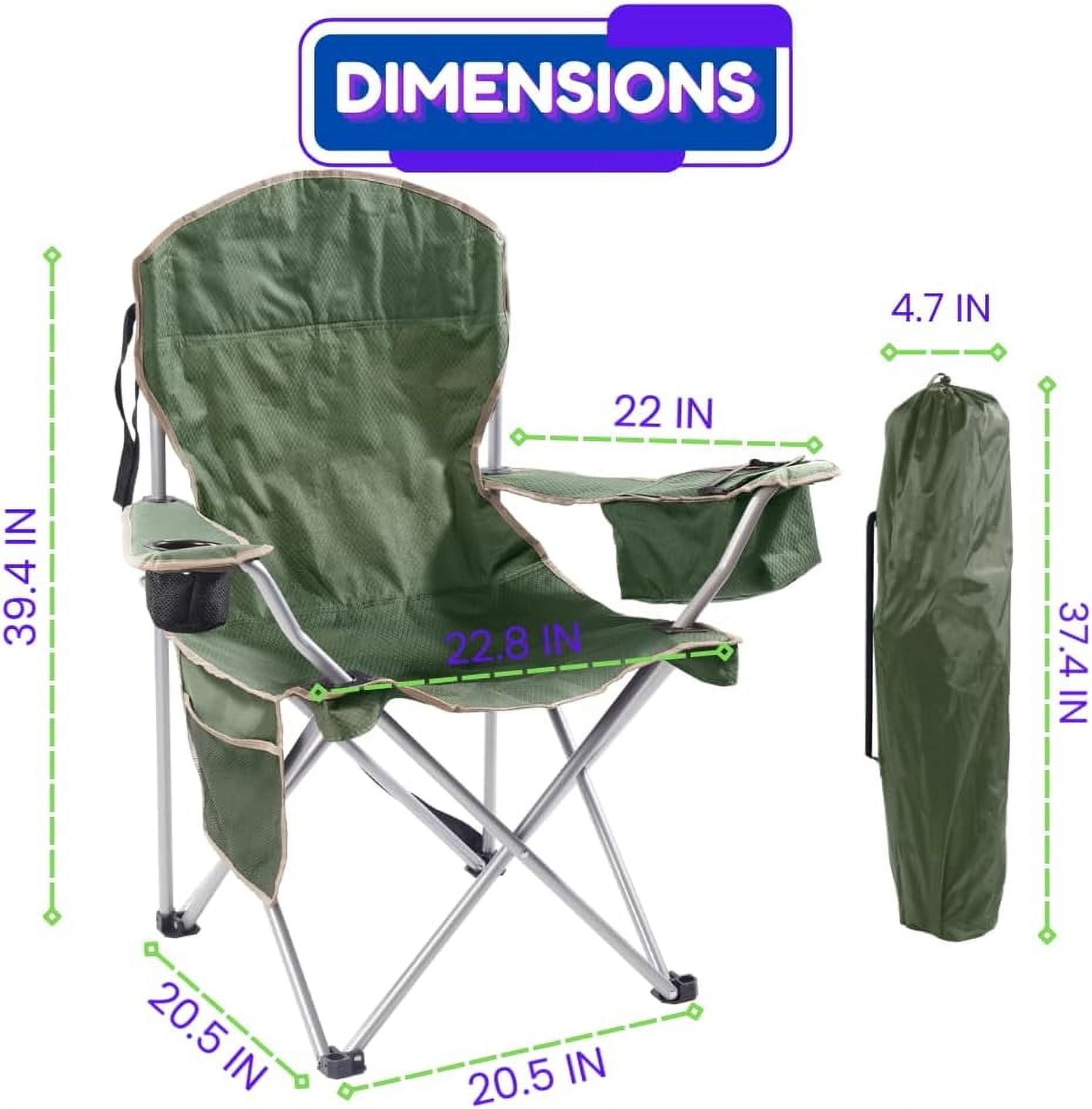 VibrantEcho Set of 2 Camping Chairs with Built-in Ice Cooler, Portable ...