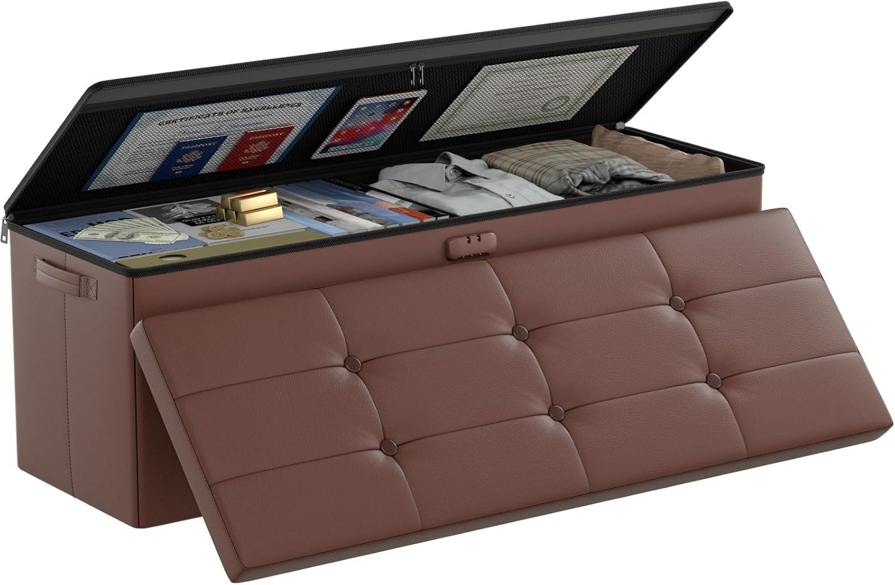 VibrantEcho Storage Ottoman Bench,Fireproof＆Waterproof Folding Bench ...
