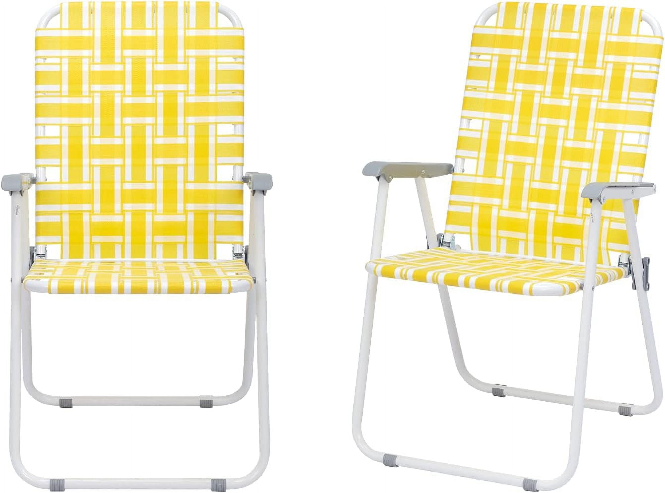 VibrantEcho Webbed Lawn Chairs Set of 2, Foldable Metal Patio Chairs ...