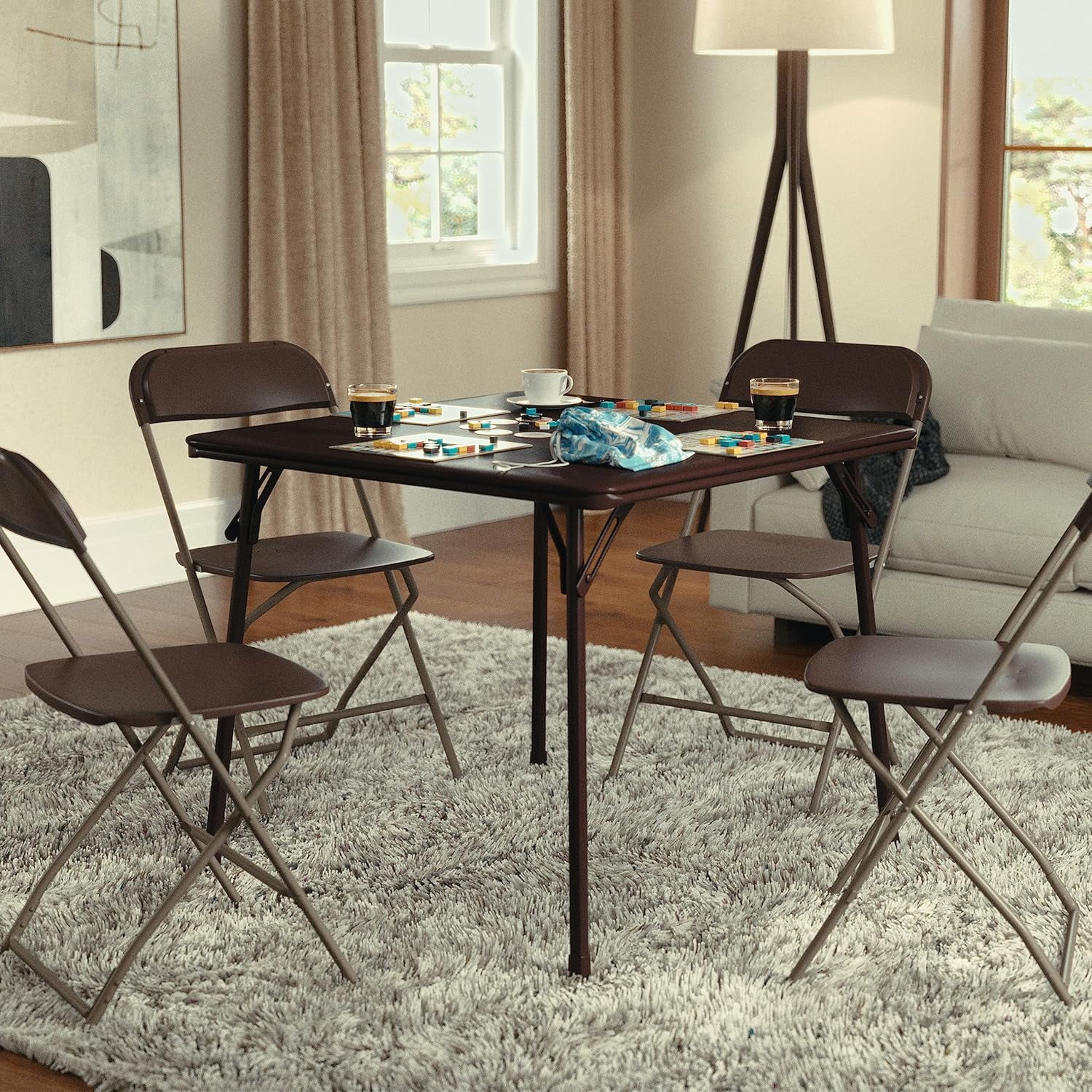 VibrantEcho oldable Card Table with Vinyl Table Top - Game Table ...