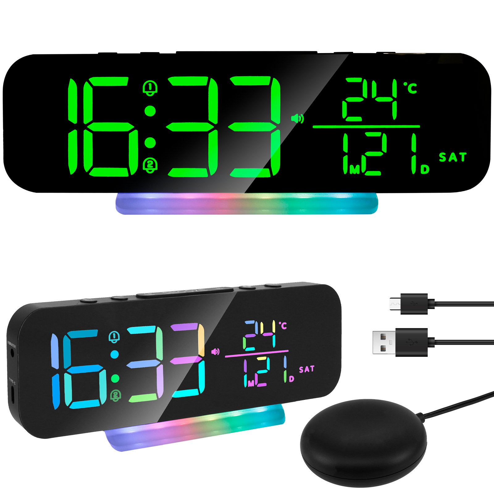 Projection Alarm Clock Digital Alarm LED Mirror Clock With Projection ...