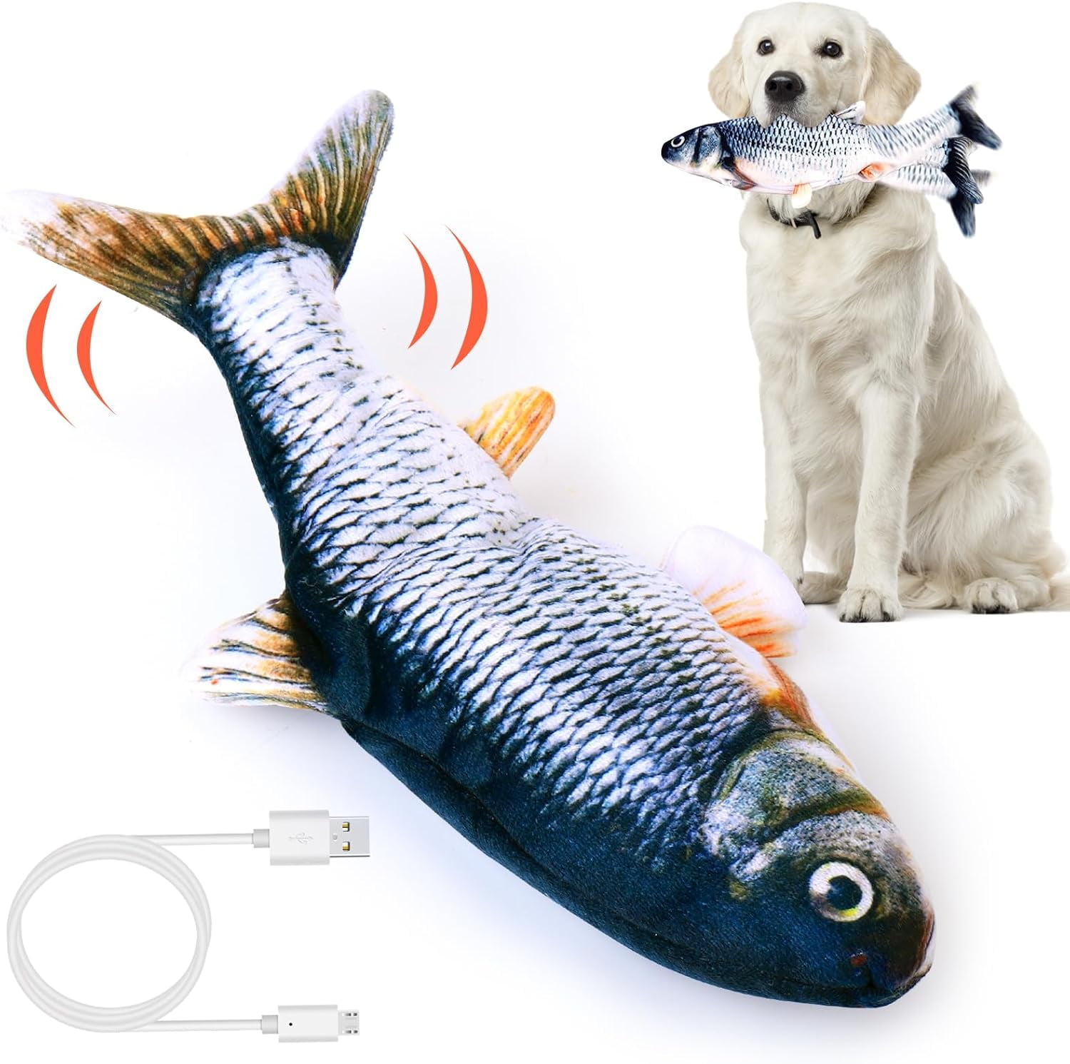 Vibrating Fish for Dogs, Upgraded Vibrating Fish Dog Toy, Flopping ...