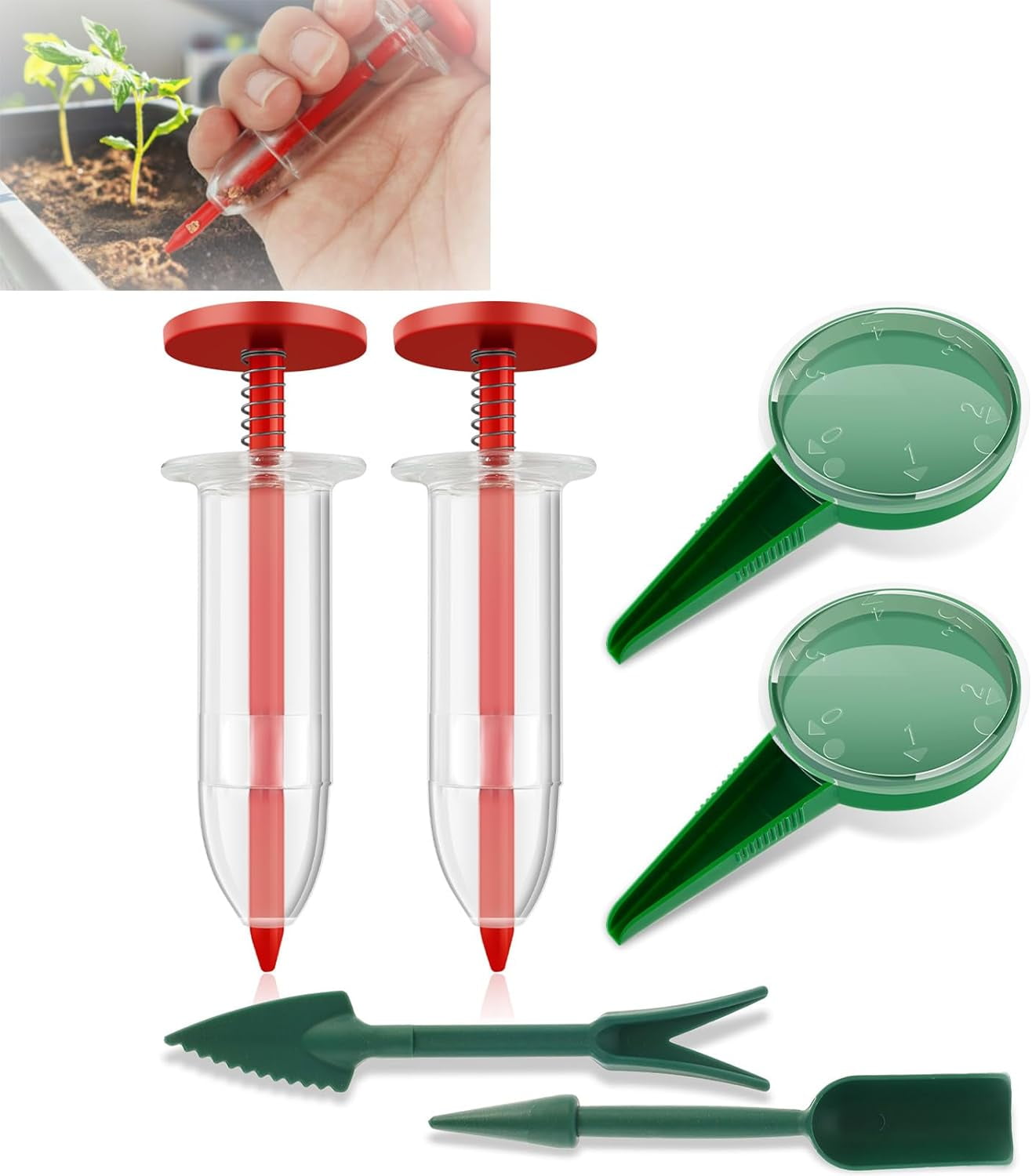 Vibrating Seed Dispenser Tool, 6PCS Mini Seed Spreader, Small Garden ...