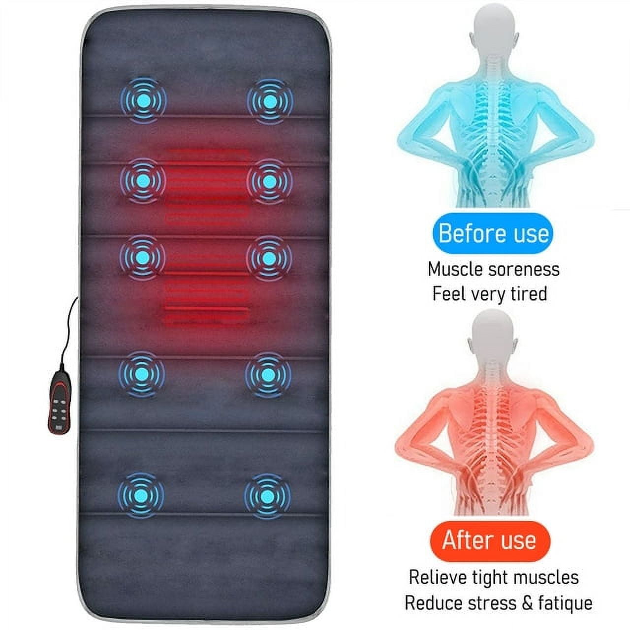 Vibration Massage Mat with Heat 10 Vibration Motors Back Massager Pad ...