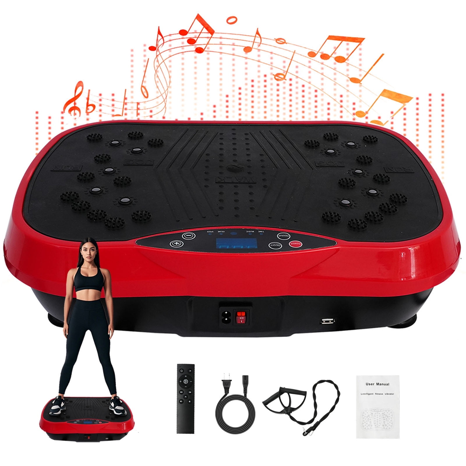 Vibration Plate Exercise Machine, Whole Body Workout Platform with Remote Control & Loop Bands ...