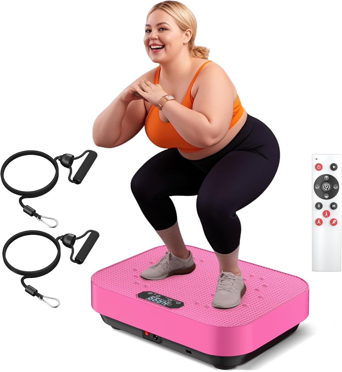 Vibration Plate Fitness Machine - Full Body Workout Platform with Resistance Bands & Remote ...