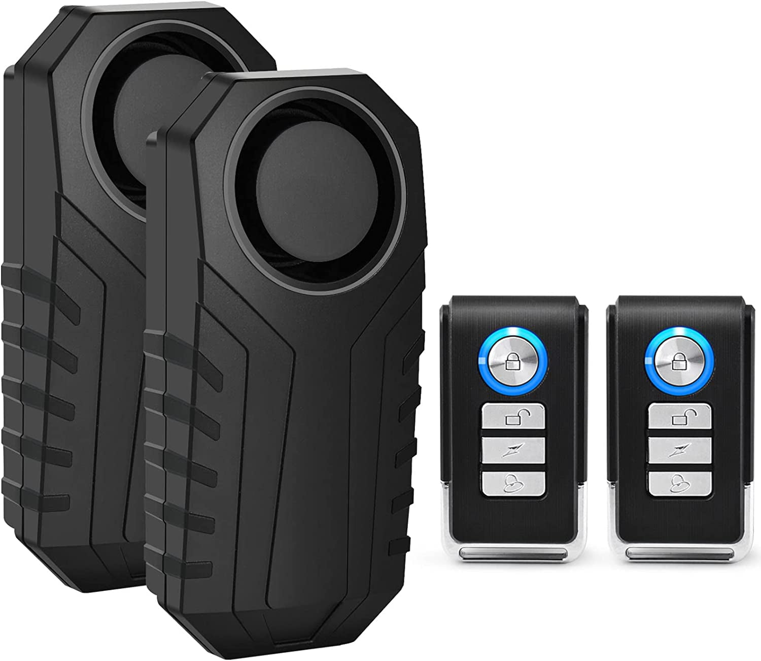 Vibration Sensing Bike Alarm with Remote 2Pack, Loud Bicycle Alarm ...