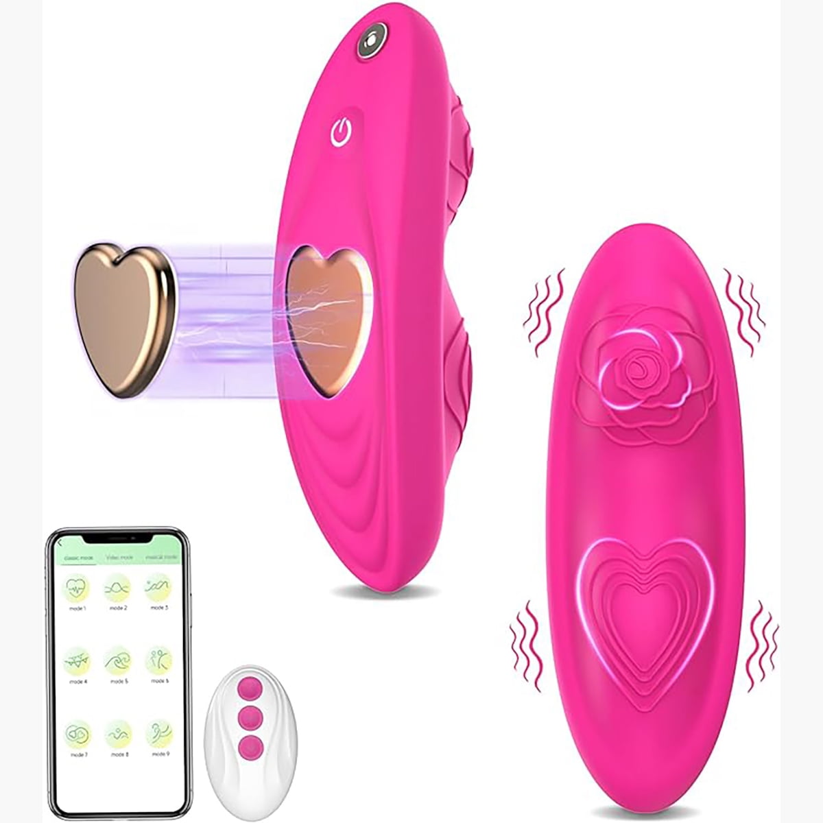 Vibrator App Remote Control With Magnetic Clip Powerful Sex Toys Rose