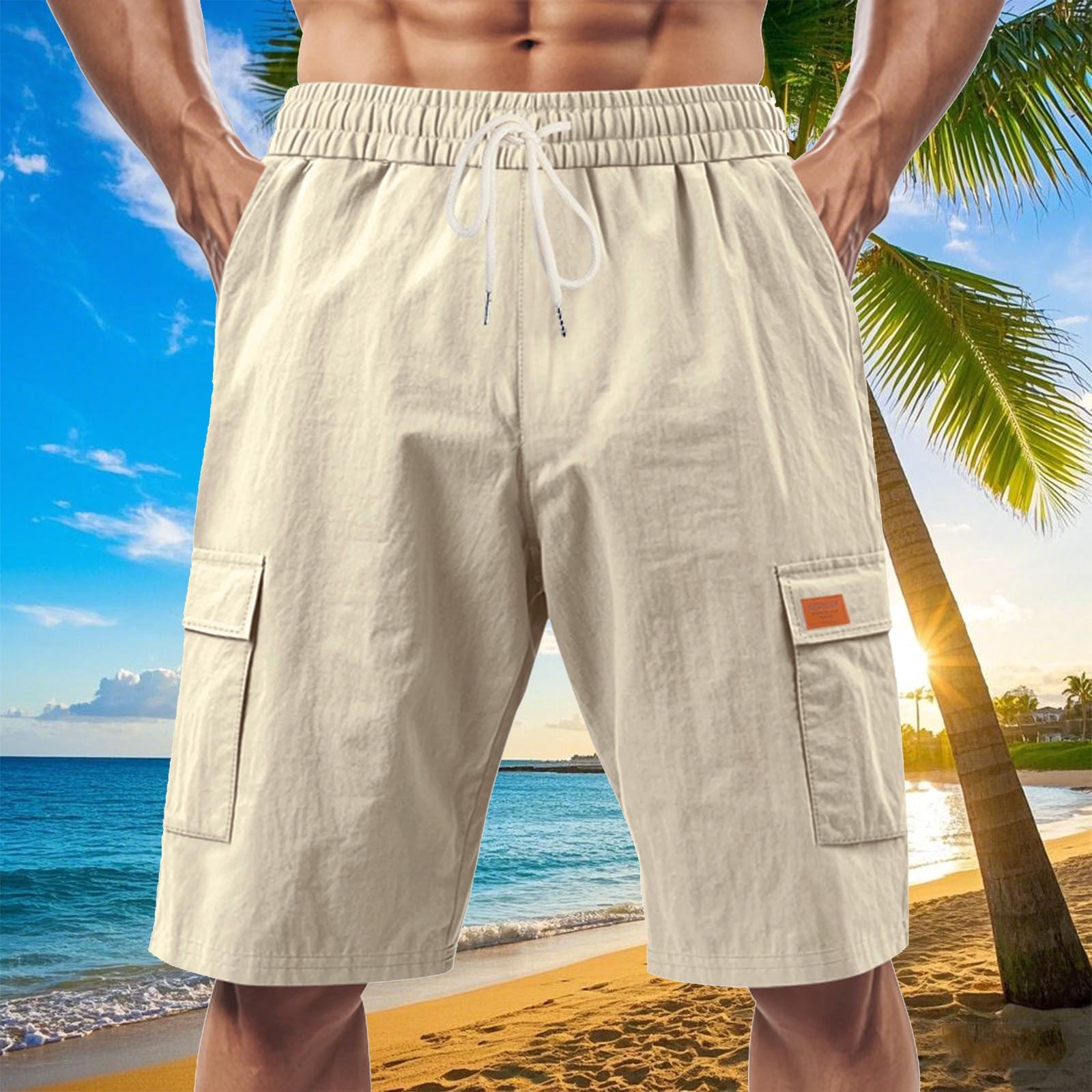 Vibrex Cargo Shorts Men, Summer Men Cargo Shorts With Drawstring At The ...