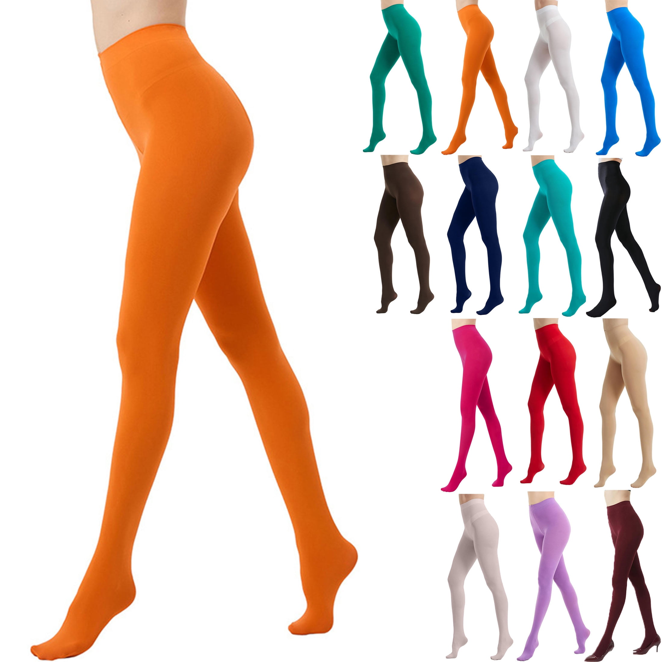 Vibrex Colorful Tights Women's Solid Color Soft Opaque Tights Women's ...