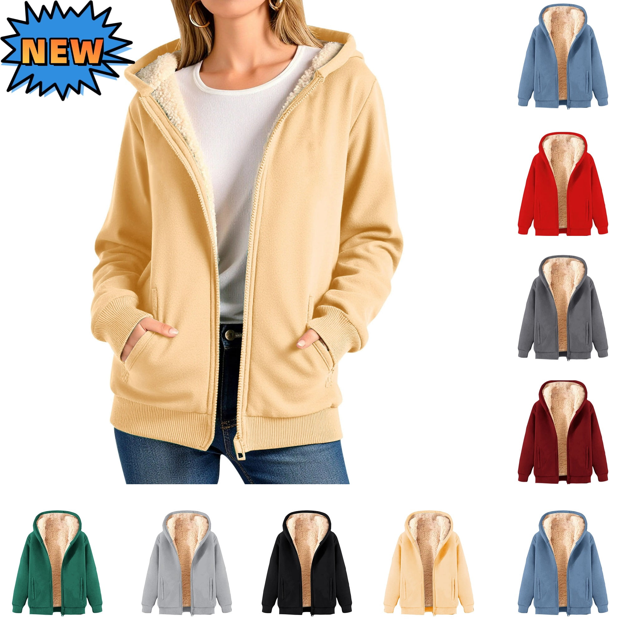 Vibrex Fleece Coat for Women,Women Winter Warm Casual Long Sleeve ...