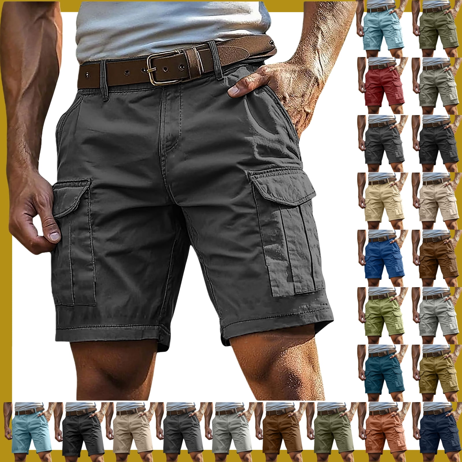Vibrex Men's Cargo Shorts for Summer: Heavy-Duty Multi-Pocket Workwear ...