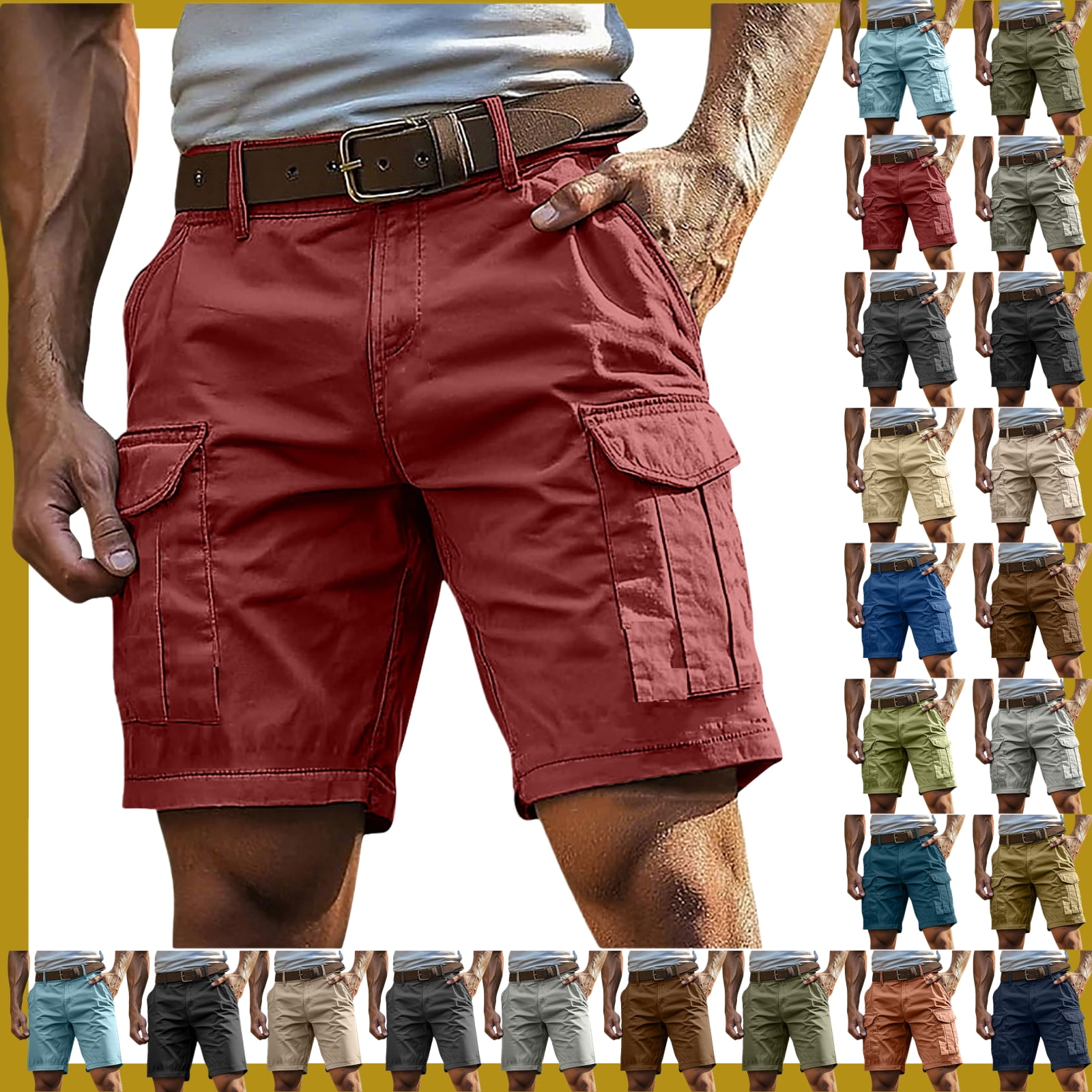 Vibrex Men's Cargo Shorts for Summer: Heavy-Duty Multi-Pocket Workwear ...