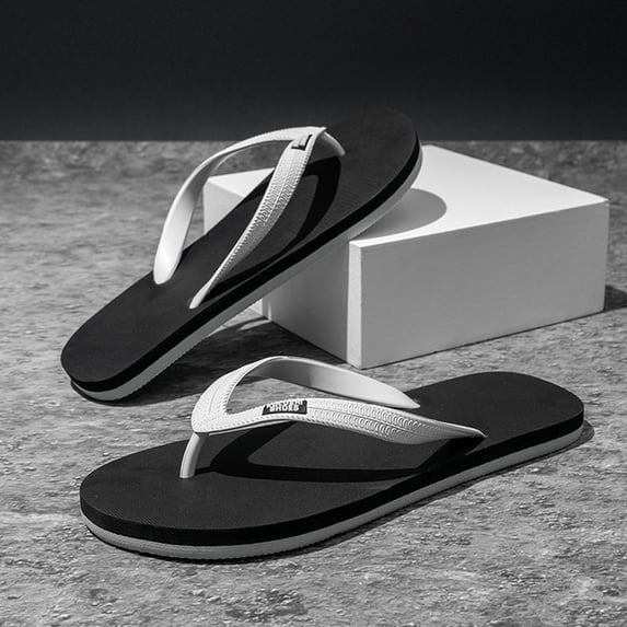 Vibrex Men's Thick-Soled Flip Flops Plus-Size, Non-Slip Wear-Resistant ...