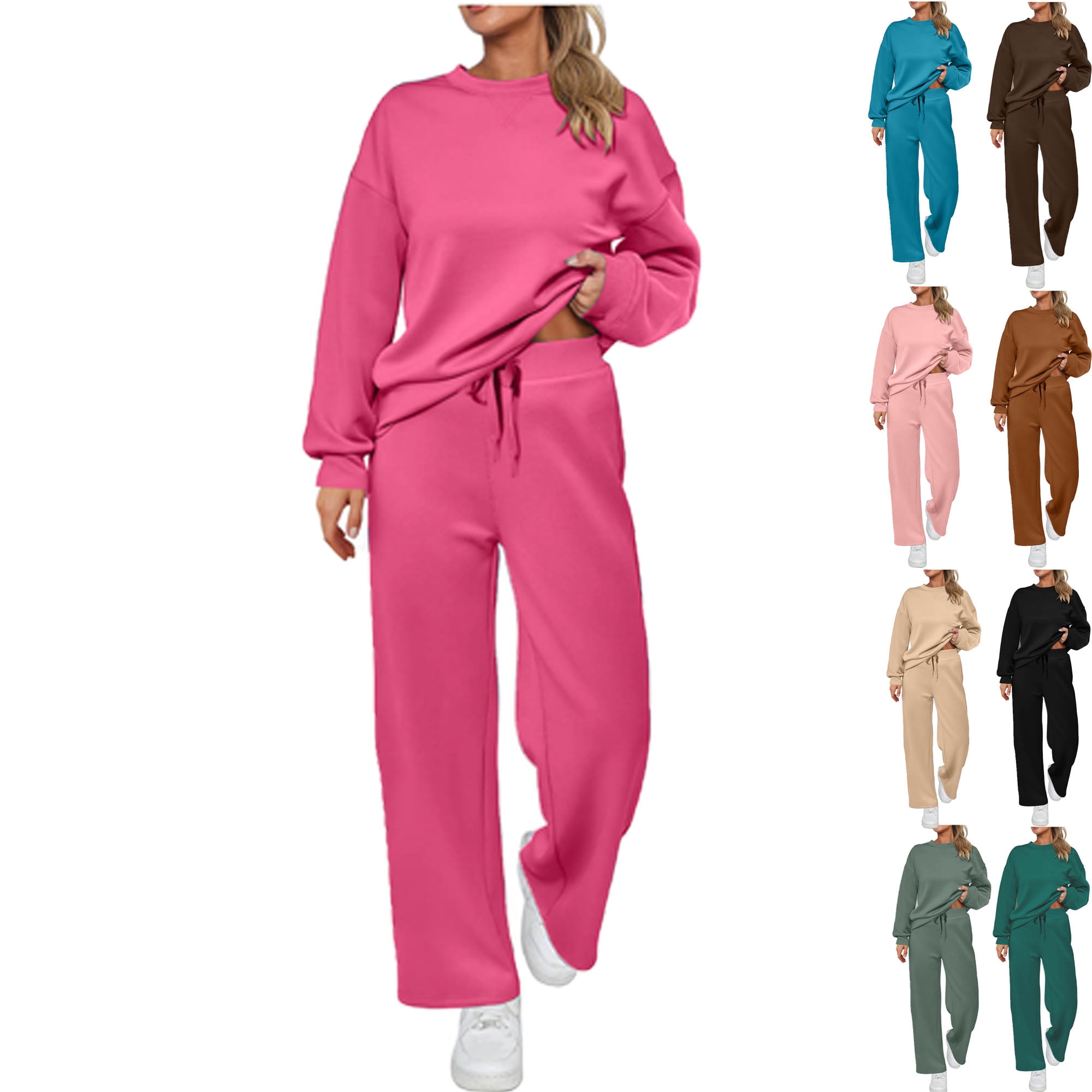 Vibrex Women’s 2-Piece Oversized Sweatshirt and Jogger Sweatpants ...