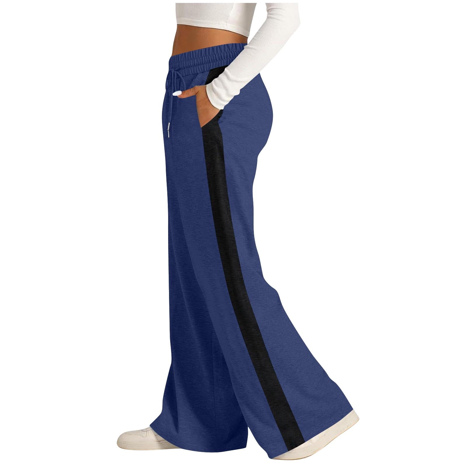 Vibrex Women's Fashion Baggy Wide Leg Pants Casual Drawstring Elastic ...