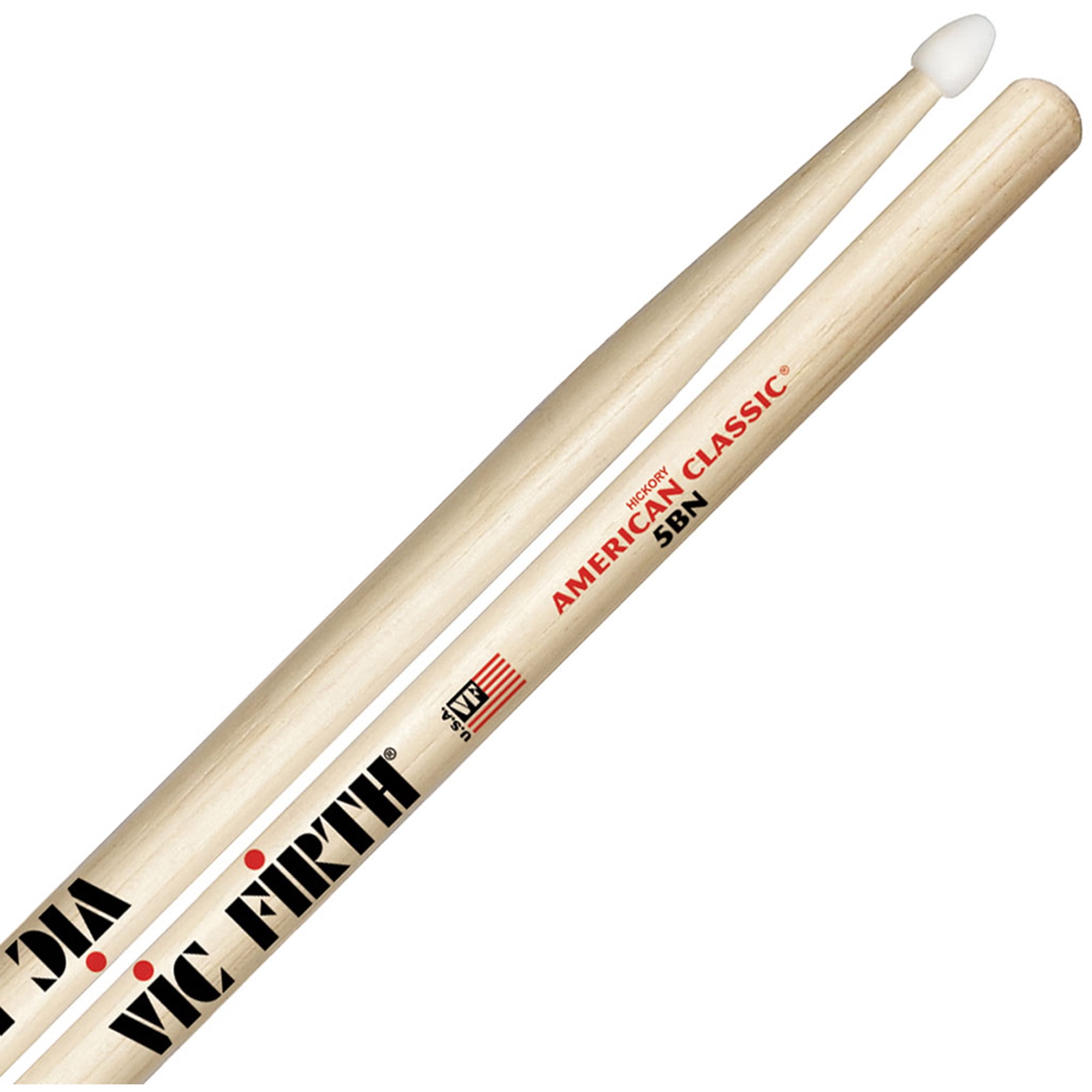 Vic Firth American Classic 5BN Nylon Tip Hickory Drumsticks - Walmart.com