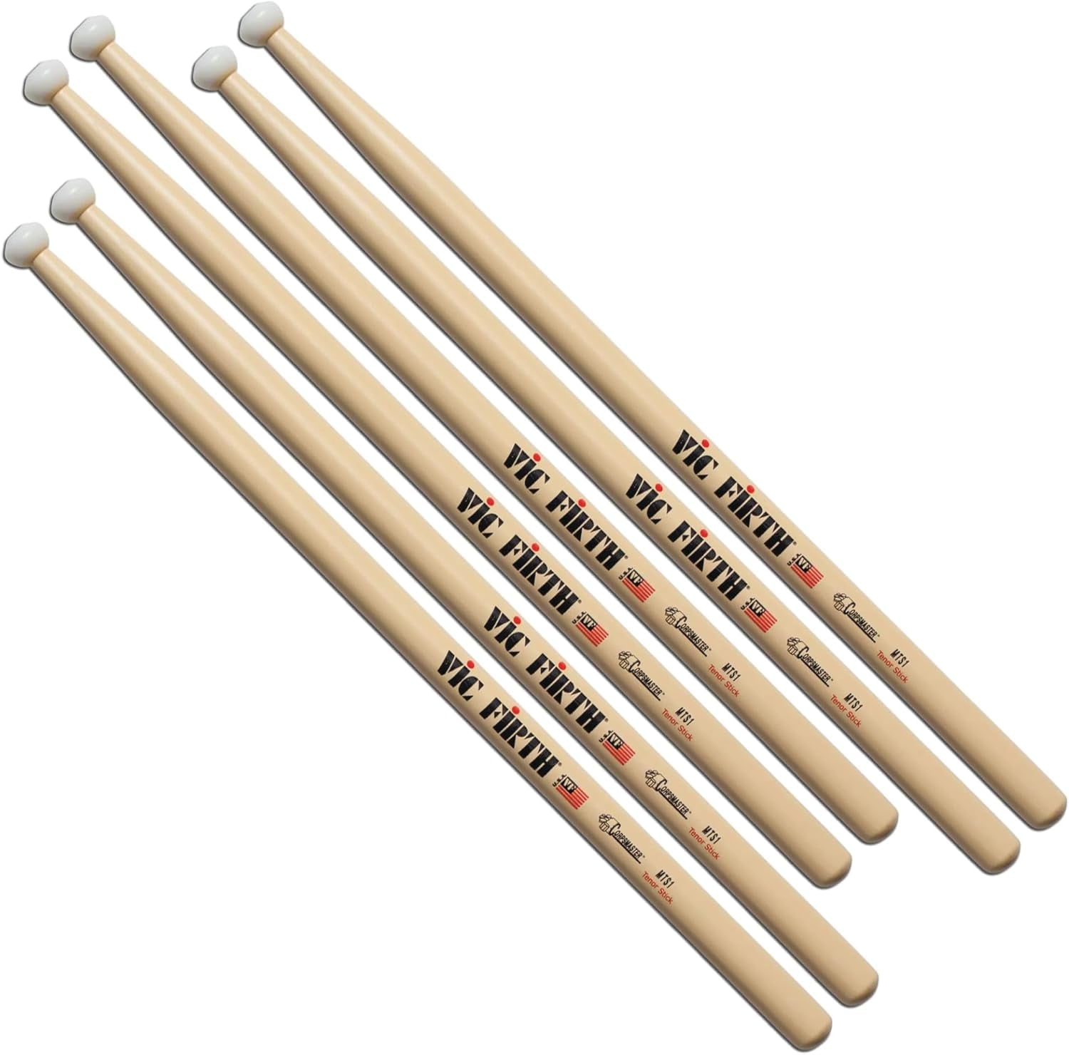 Vic Firth Corpsmaster MTS1 Multi-Tenor Drumsticks - Pack of 3 Pairs ...